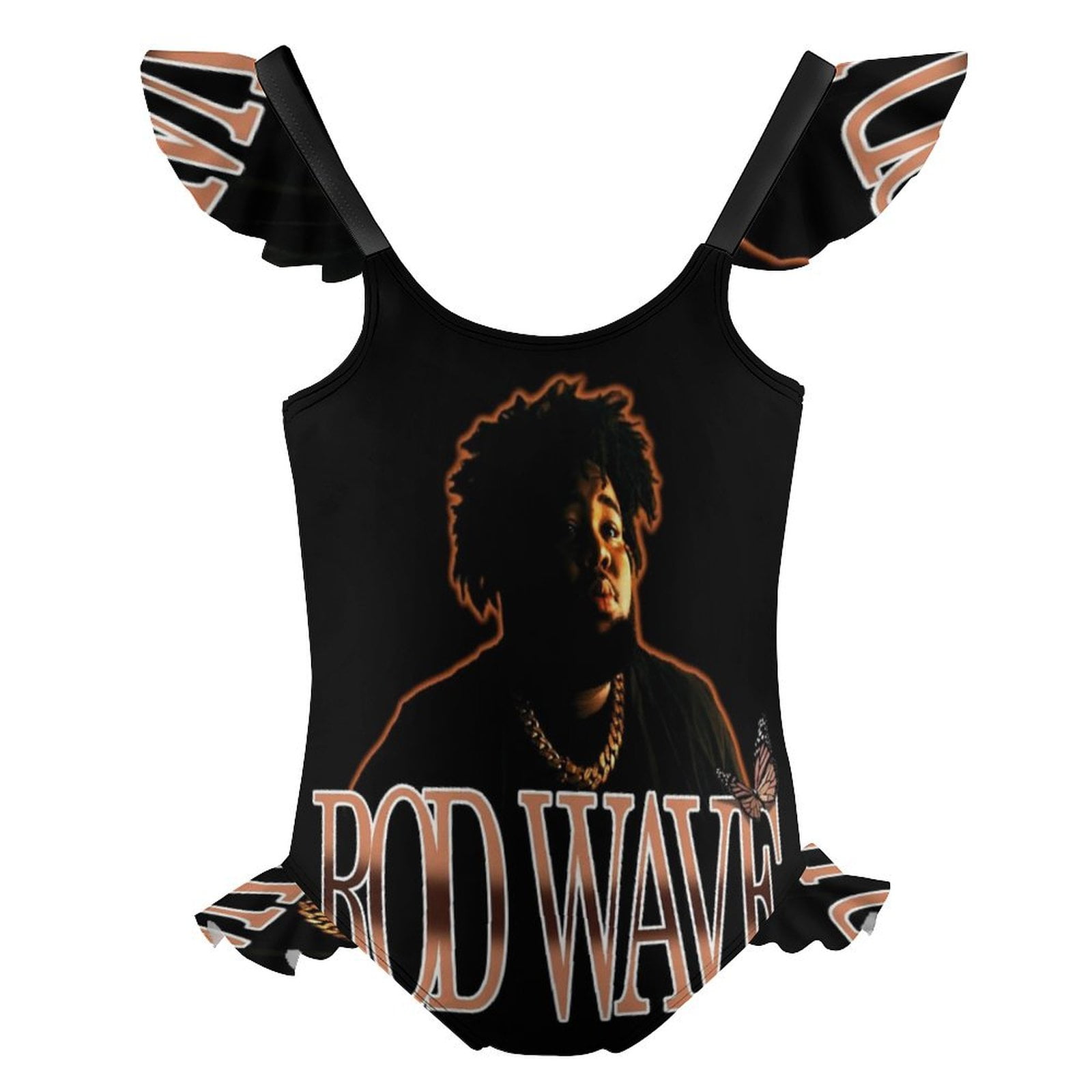 Rod Wave One Piece Swimwear Flutter Sleeve Swimsuits For Girls Quick ...