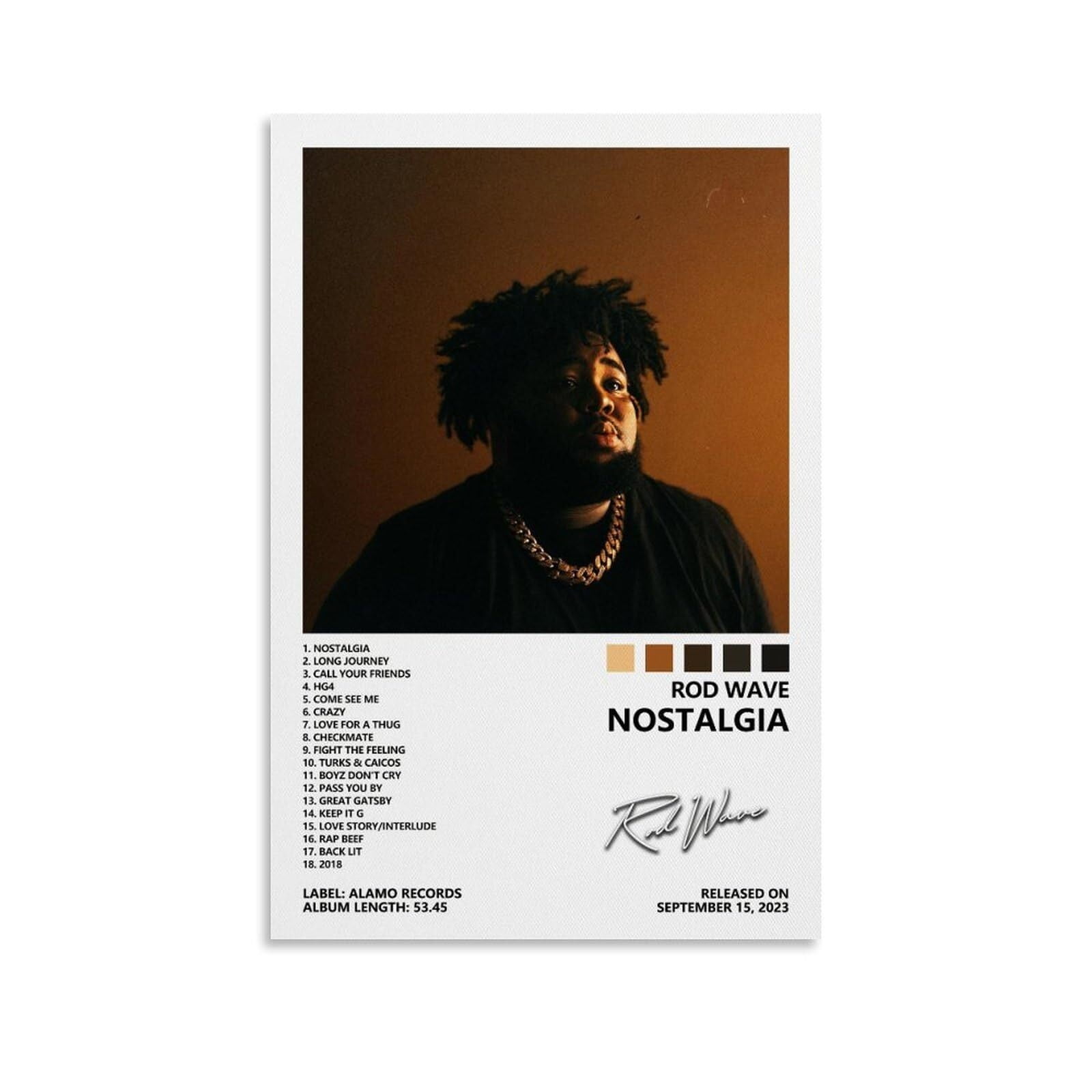 Rod Wave Poster Nostalgia Album Cover Poster Posters For Room Aesthetic ...