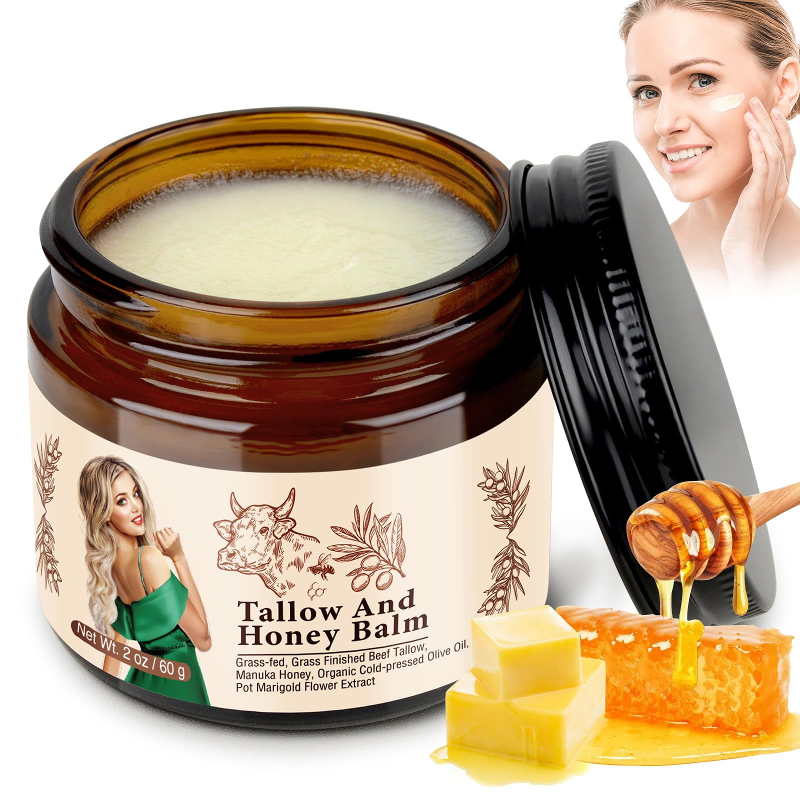 RodPere Grass Fed Beef TSF6 Tallow Cream For Skin, Beef Tallow and ...