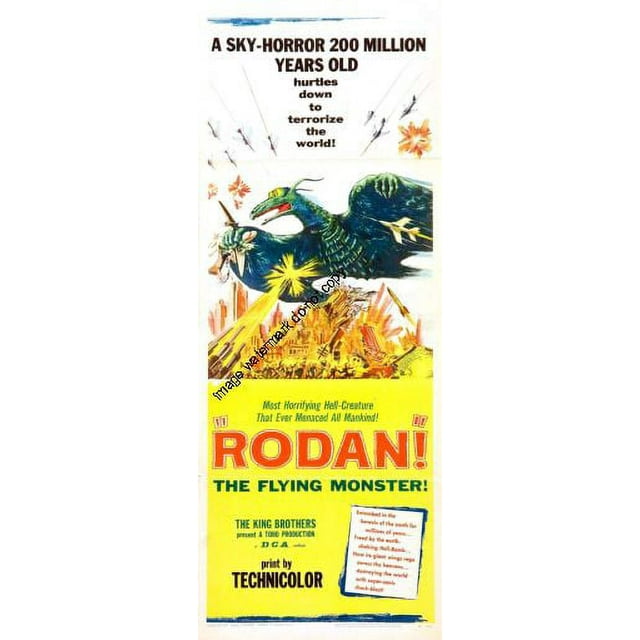 Rodan The Flying Monster Insert Movie Poster 14x36 Multi-Color Square ...