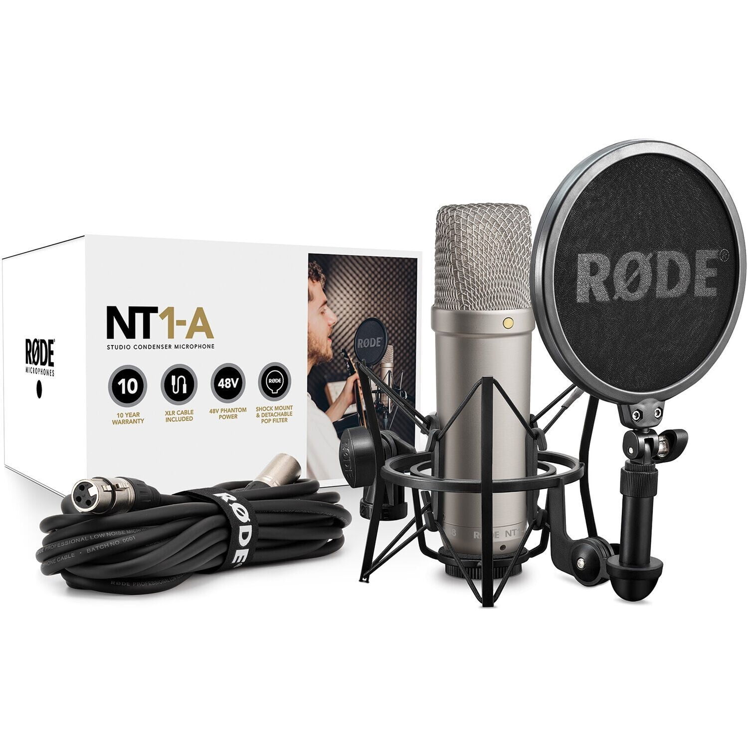 Rode NT 1-A 3rd Gen Studio Mic Kit w/ Shock Mount, XLR Cable & Pop Filter - Walmart.com