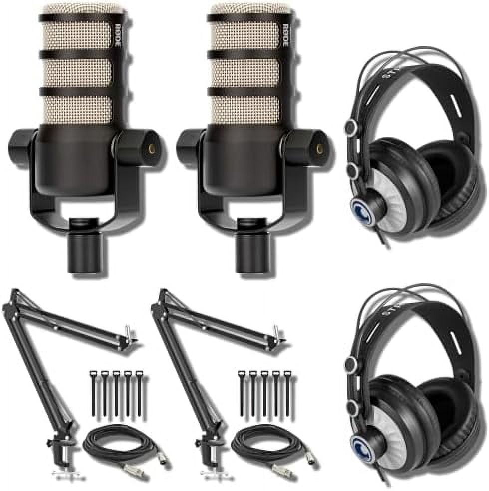 Rode PodMic Dynamic Podcast Microphone (Pair) with BOOMARM Mic Arms ...