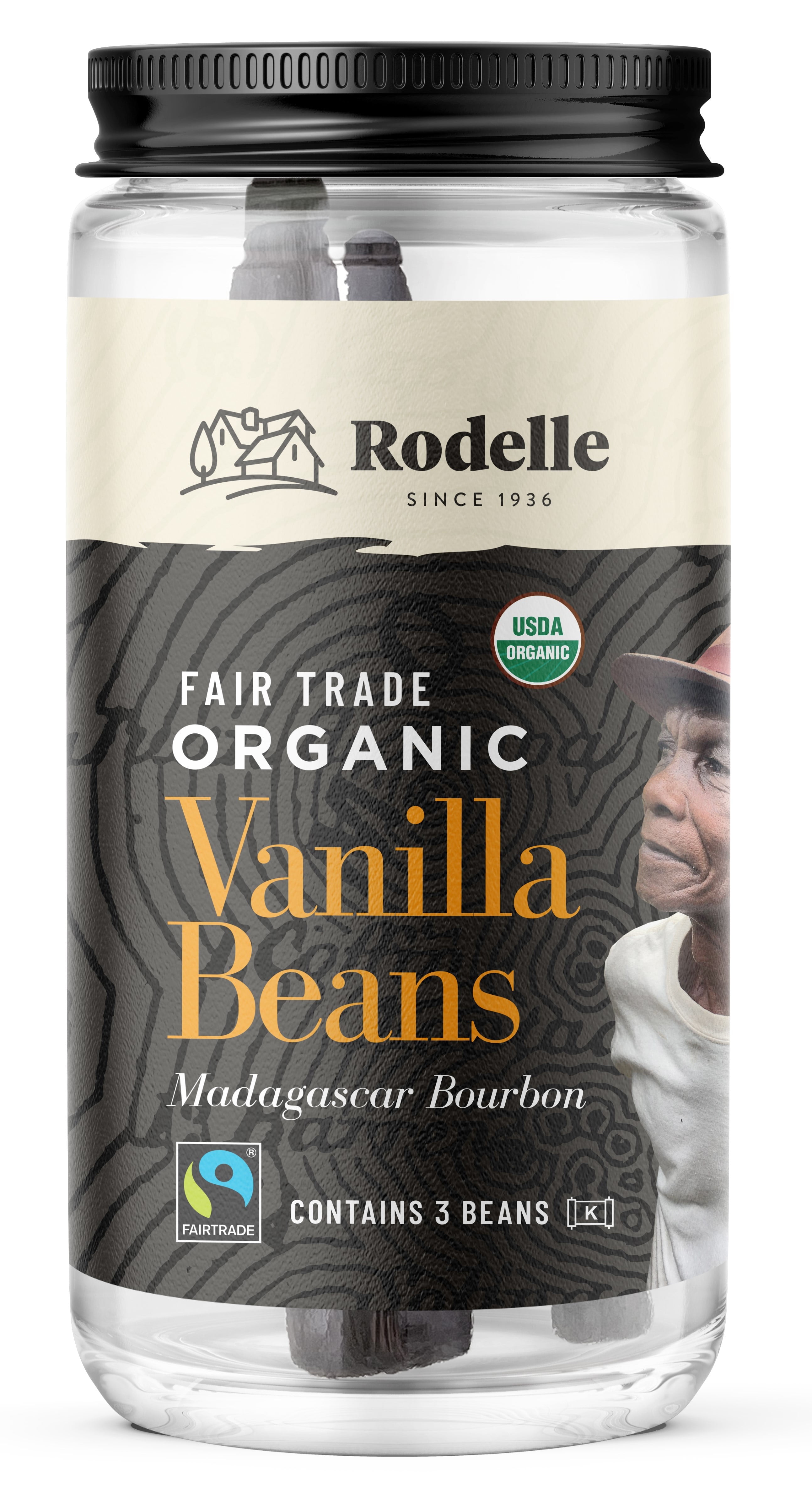 Rodelle Organic Fairtrade Madagascar Bourbon Vanilla Beans, 3 beans per ...