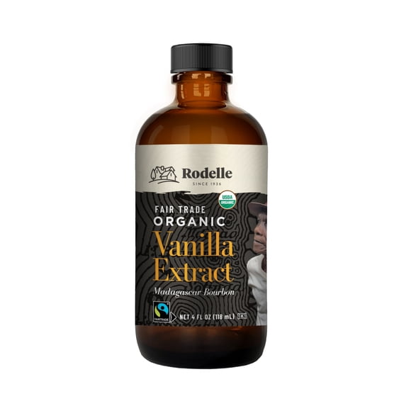 Rodelle Organic Fairtrade Madagascar Vanilla Extract, 4 fl oz, Gluten ...