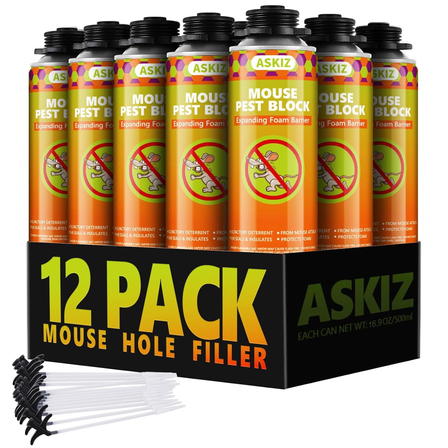 Rodent Block Spray Foam (12x16.9 oz) Mouse Hole Filler Barrier to Keep ...