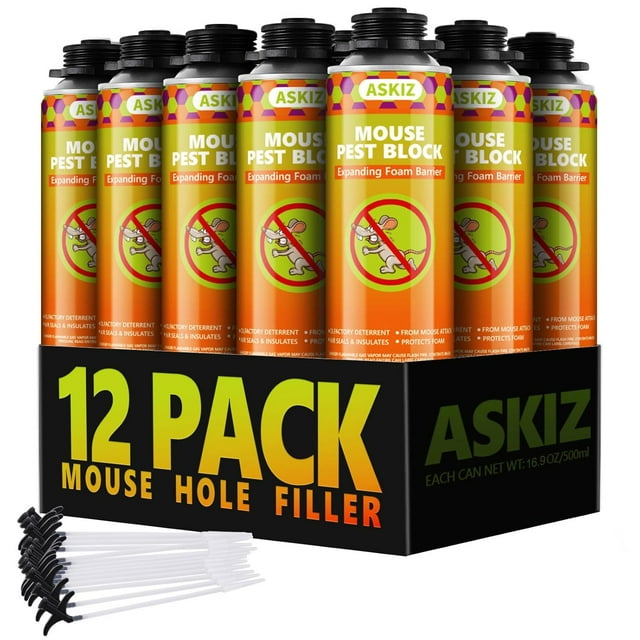 Rodent Block Spray Foam (12x16.9 oz) Mouse Hole Filler Barrier to Keep ...