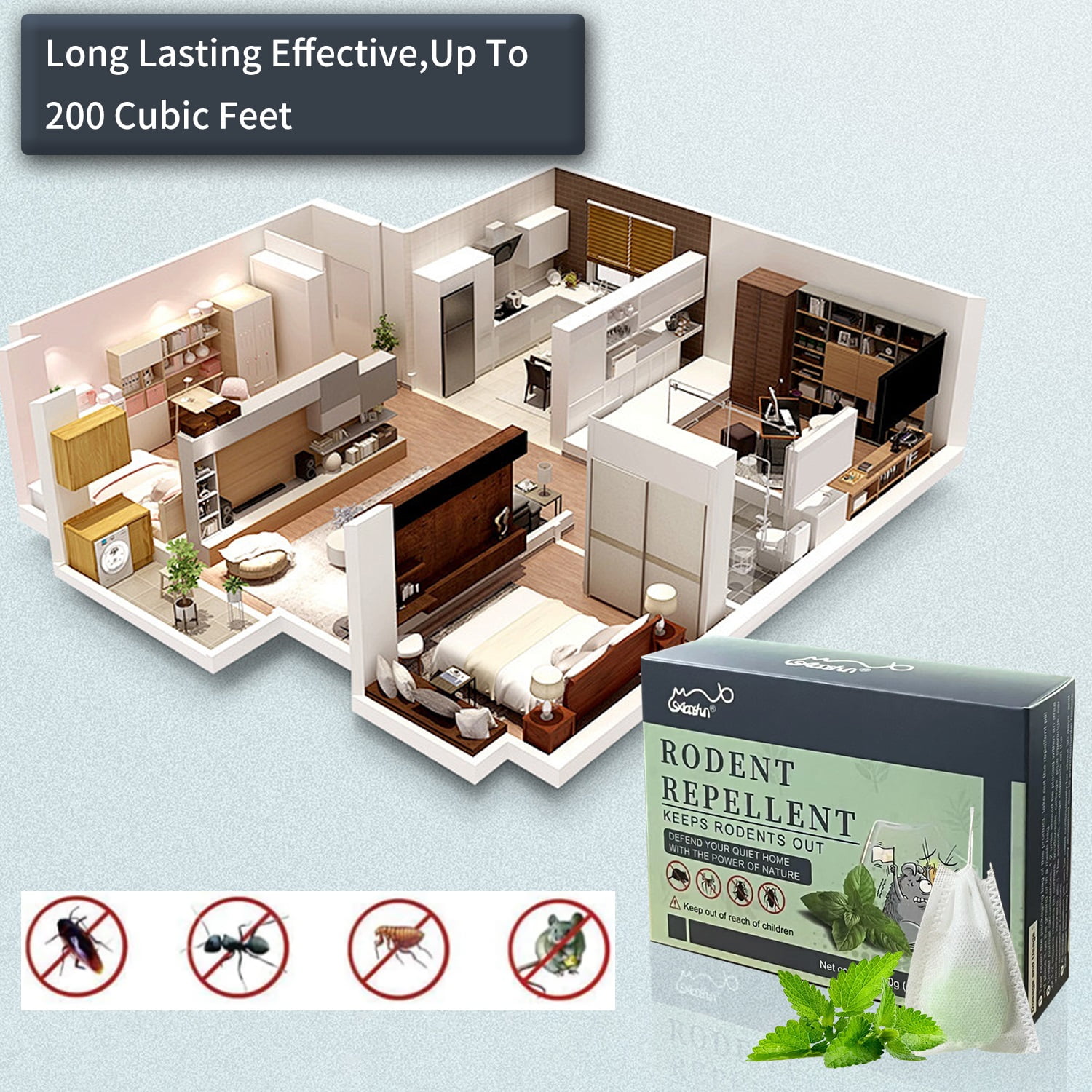 Rodent Repellent Bags, Peppermint Scented Sachets to Keep Mice & Rats ...