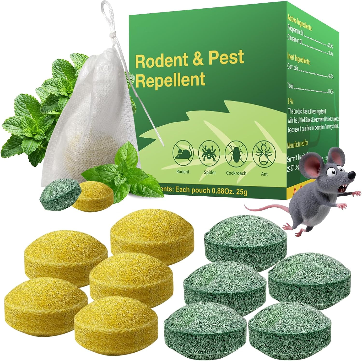 Rodent Repellent with Peppermint Oil - Mouse, Squirrel & Rat Deterrent ...