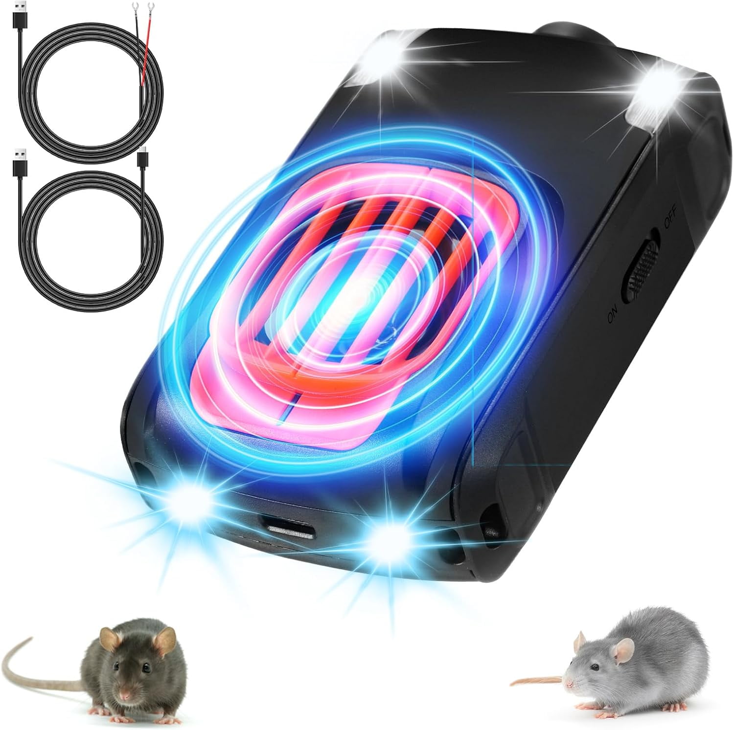 Rodent Repeller for Car Engines, Ultrasonic Mouse Repellent with Strobe ...
