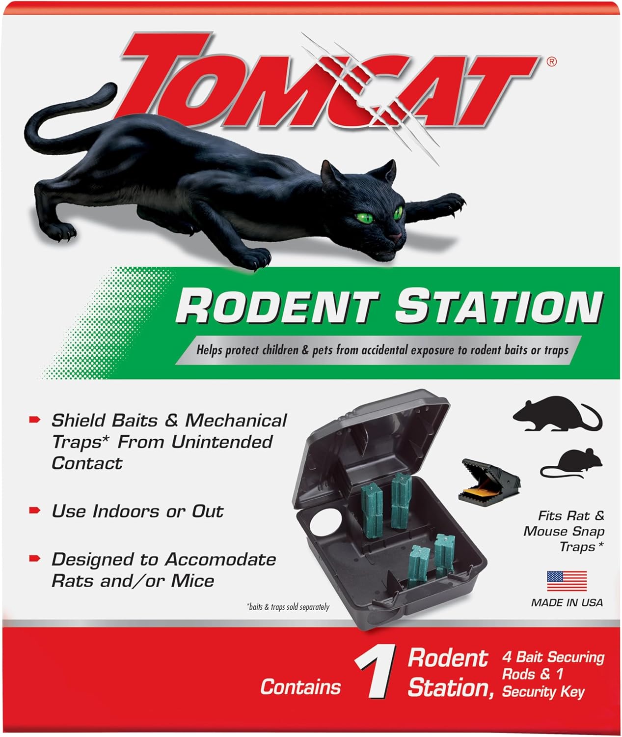 Rodent Station, Includes 1 Rodent Station with 4 Bait Securing Rods and ...