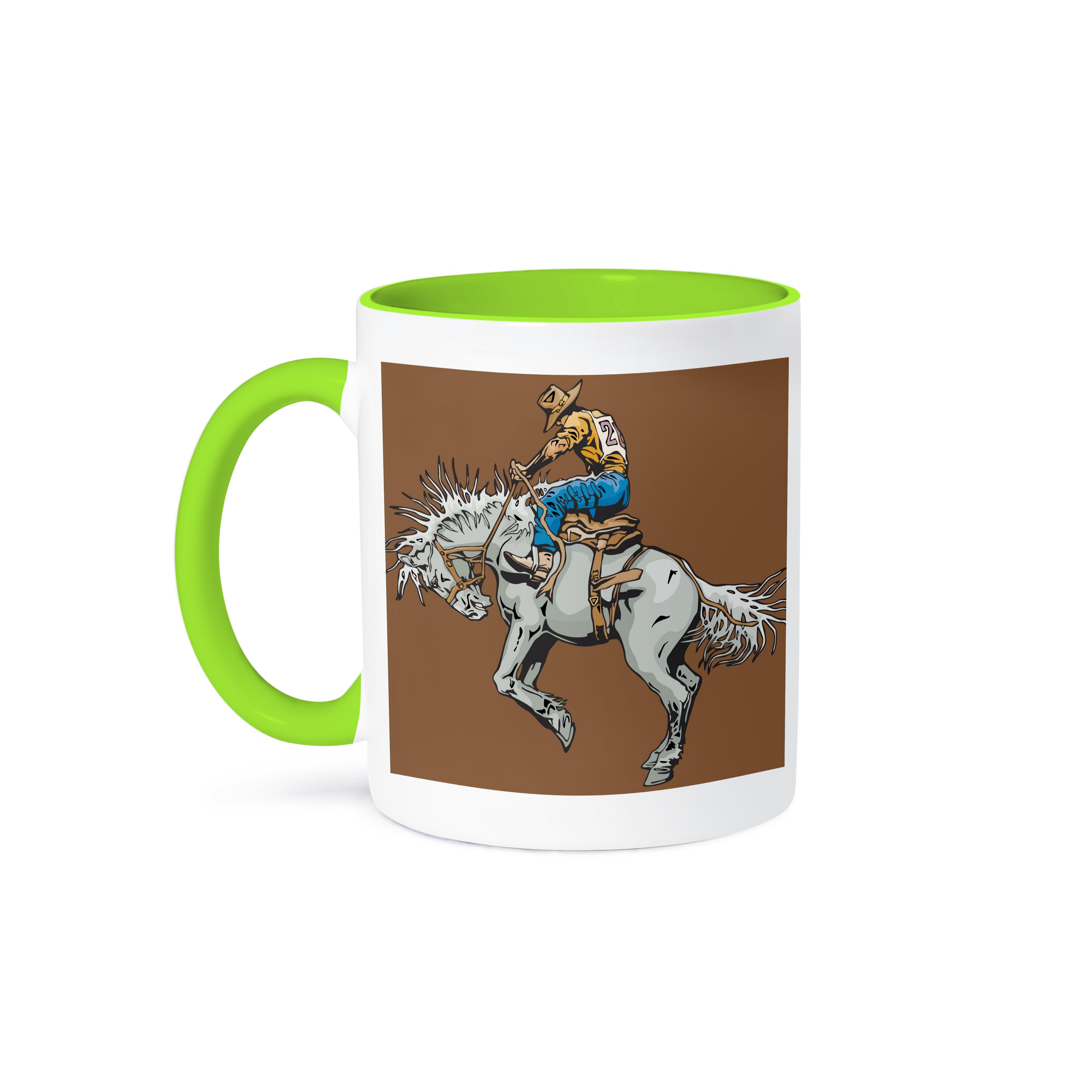 3dRose, Rodeo Bronc Rider, 15oz Two-Tone Green Mug - Walmart.com