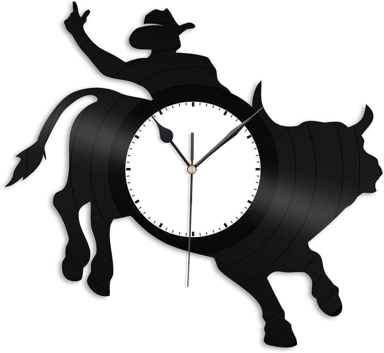 Rodeo Bull 3D Wall Clock Vinyl Wall Clock,Vinyl Record Clock Wall Art ...