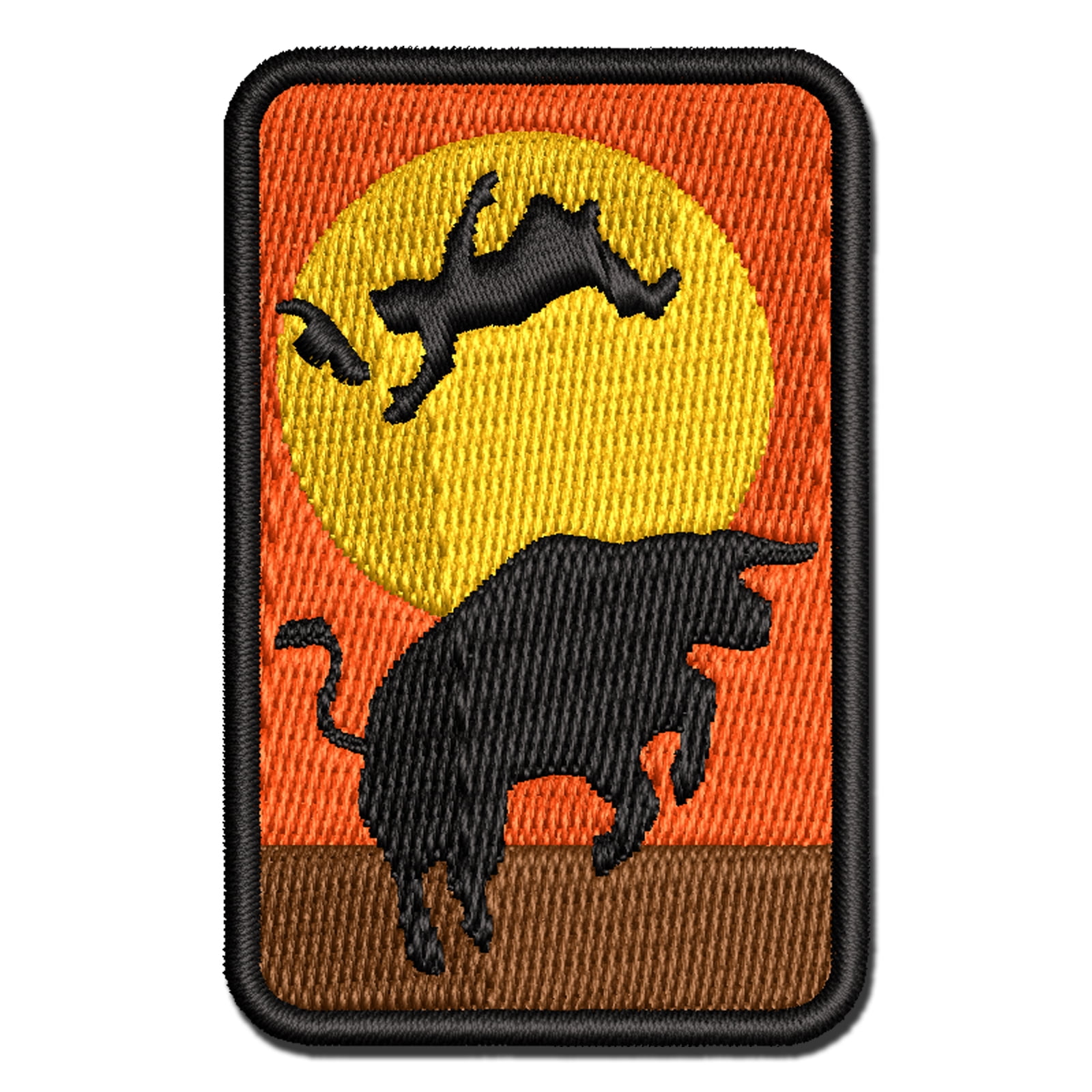 Rodeo Bull Bucking Throwing Cowboy Applique Multi-Color Embroidered ...
