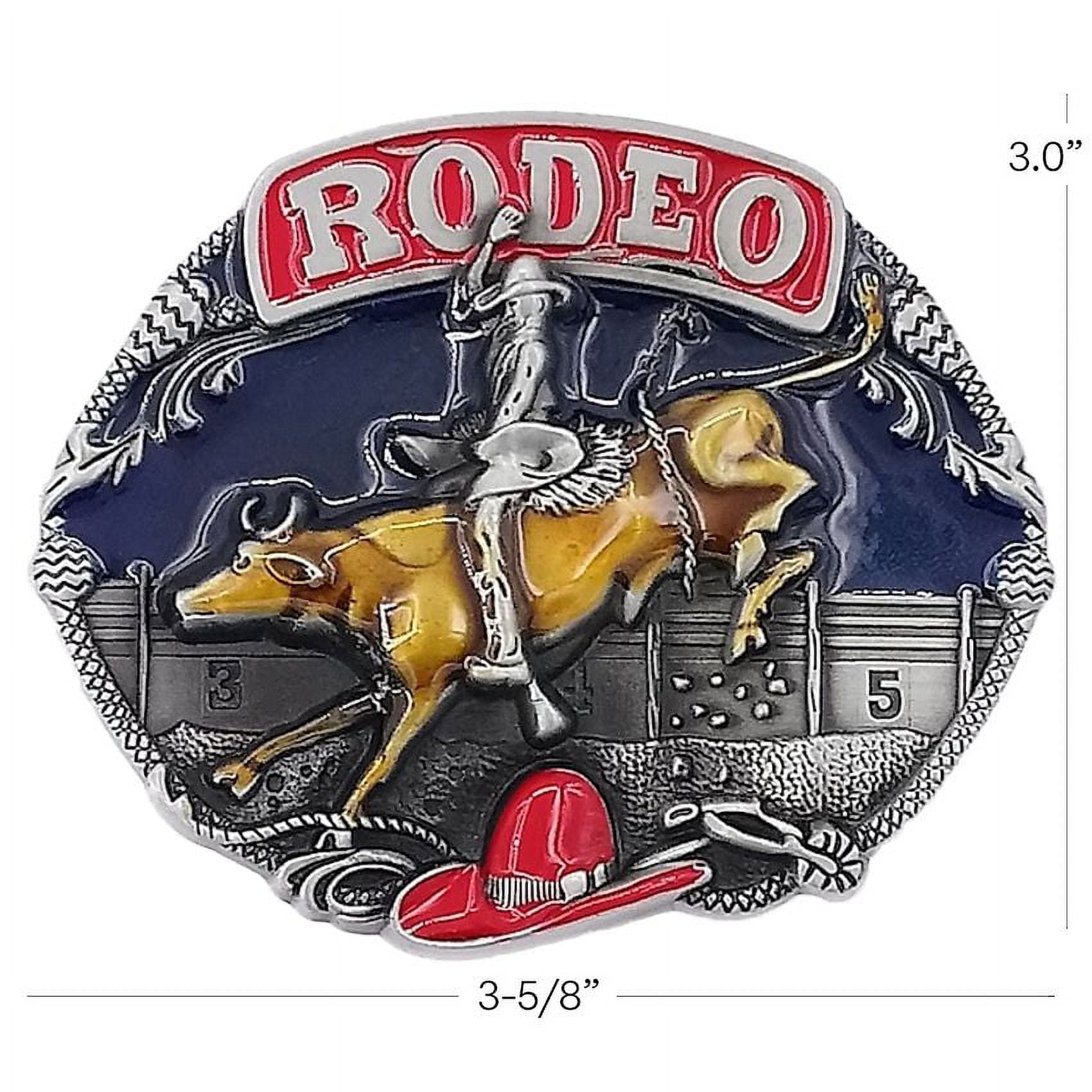 Rodeo Bull Rider Belt Buckle Enamel Painted Western Cowboy "RODEO ...