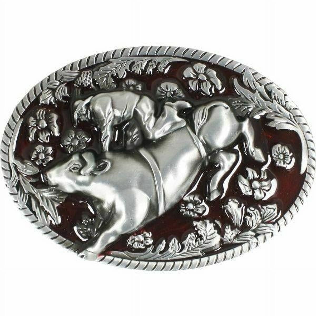 Rodeo Bull Rider Belt Buckle Enamel Painted Western Cowboy Wrangler ...