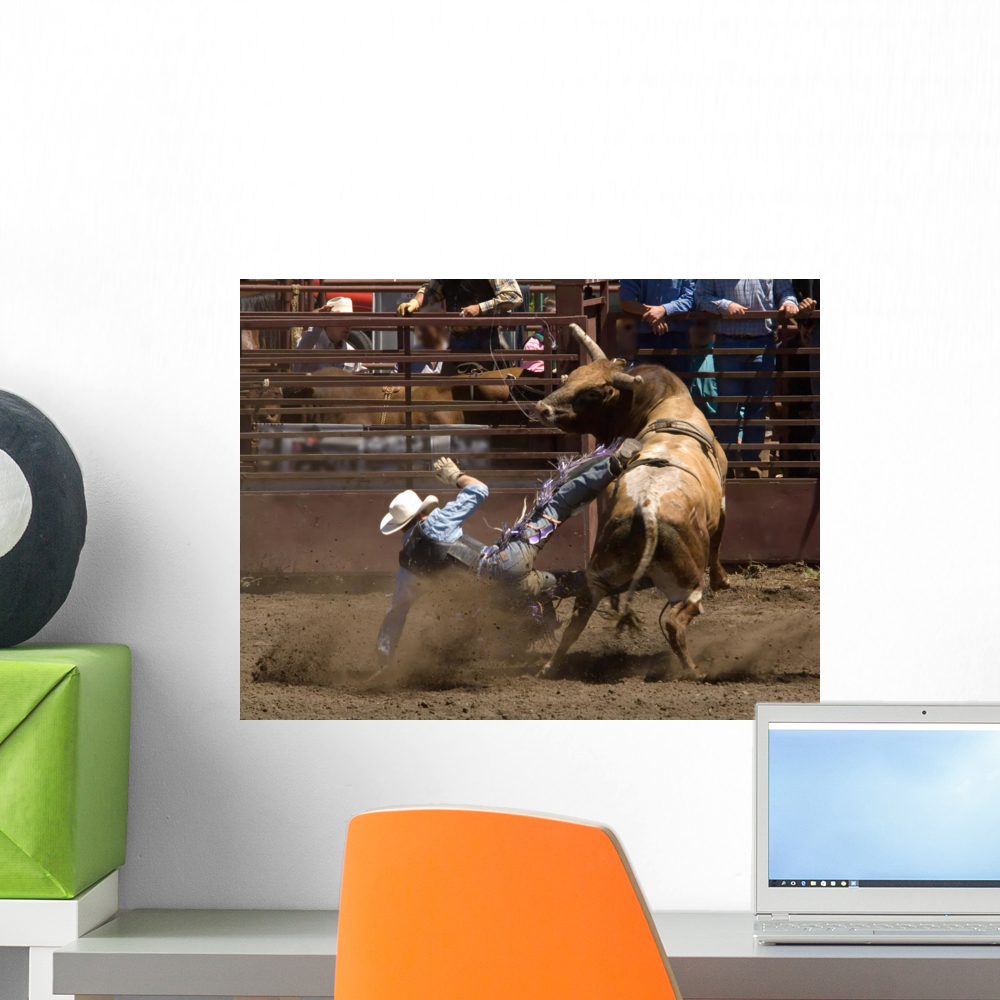 Rodeo Bull Rider Wall Mural Decal Sticker, Wallmonkeys Peel & Stick ...