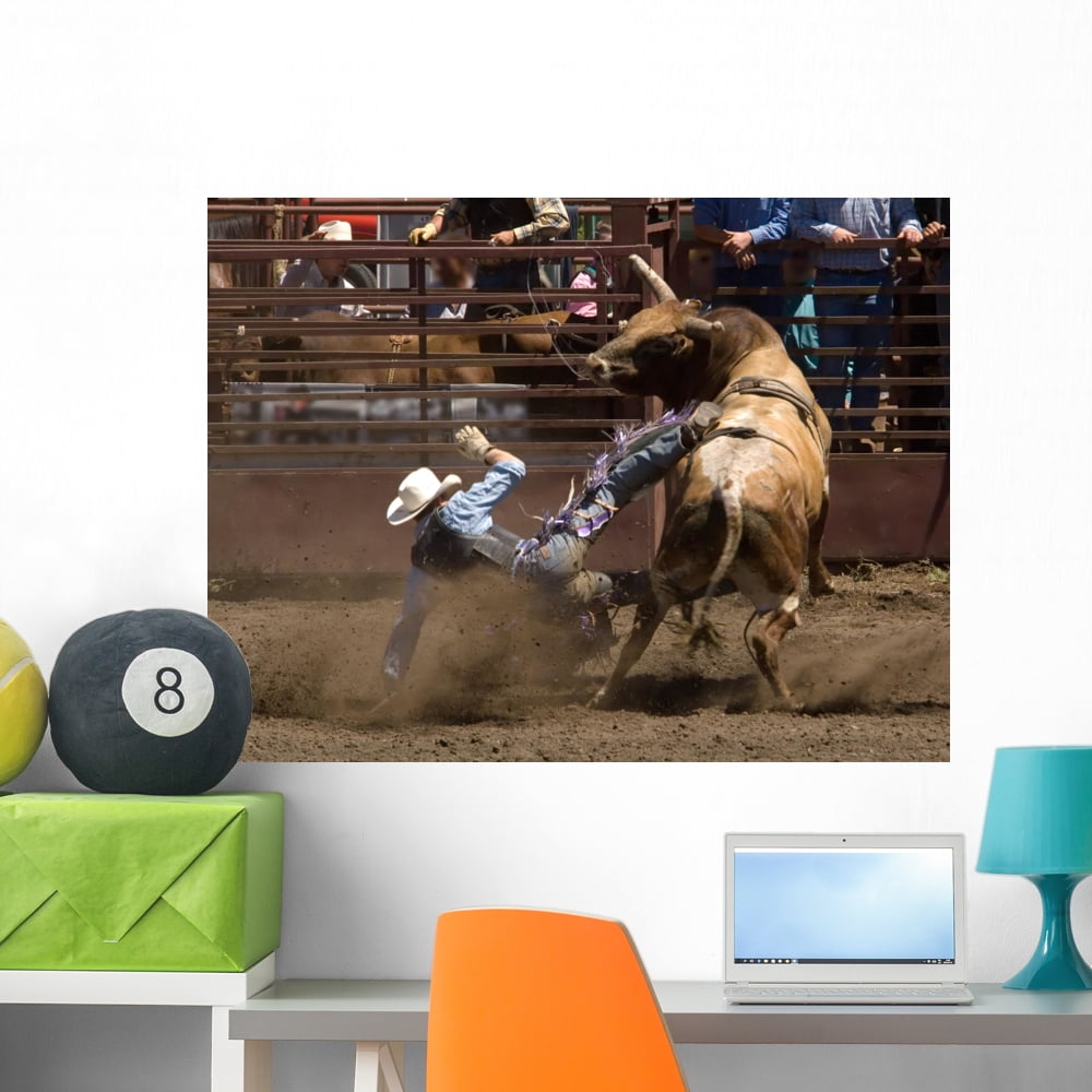 Rodeo Bull Rider Wall Mural Decal Sticker, Wallmonkeys Peel & Stick ...
