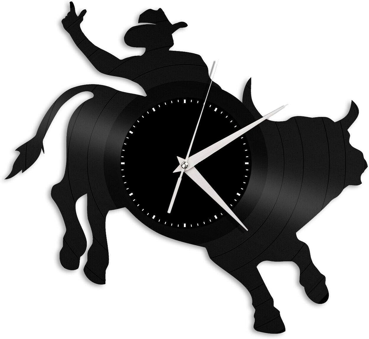 Rodeo Bull Vinyl Wall Clock,Vinyl Record Clock Wall Art Unique Room ...