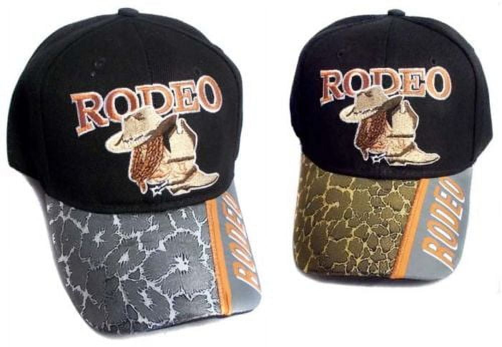 Rodeo Cow Boy Embroidered Baseball Caps Hat & Boots Gold Color Visor ...