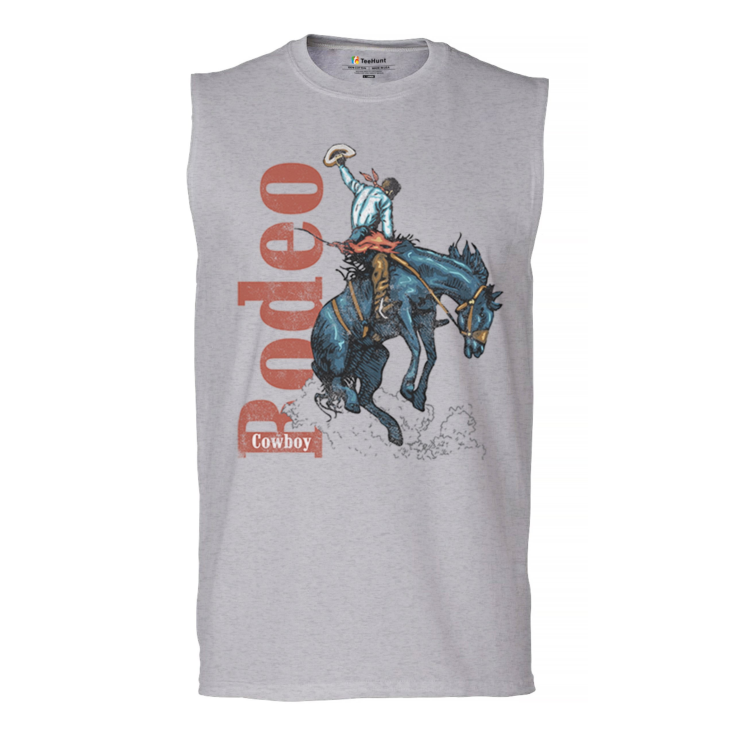 Rodeo Cowboy Bucking Bronco Muscle Shirt Vintage Horse Rider Arena ...