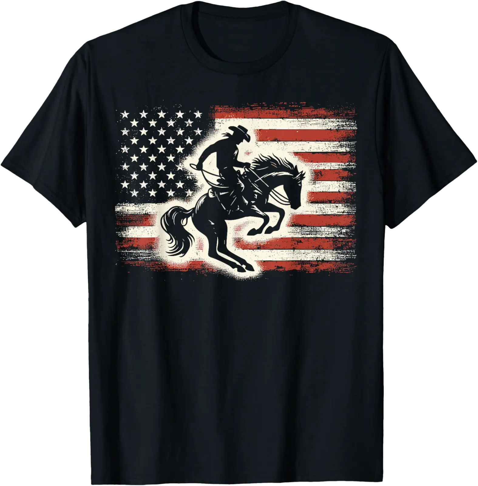 Rodeo Cowboy Horse USA Flag 4th of July T-Shirt - Walmart.com