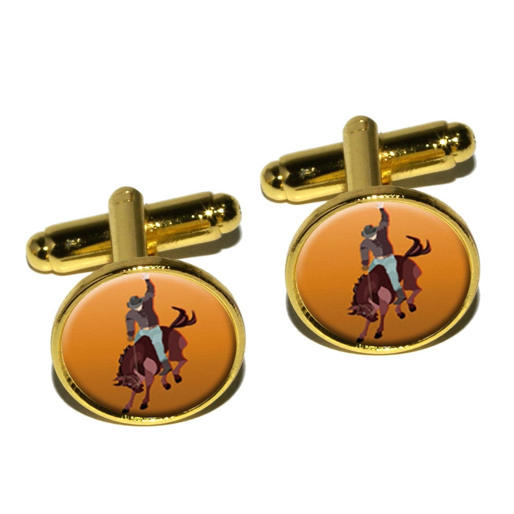 Rodeo Cowboy Orange - Western Horse Country Round Cufflinks - Walmart.com