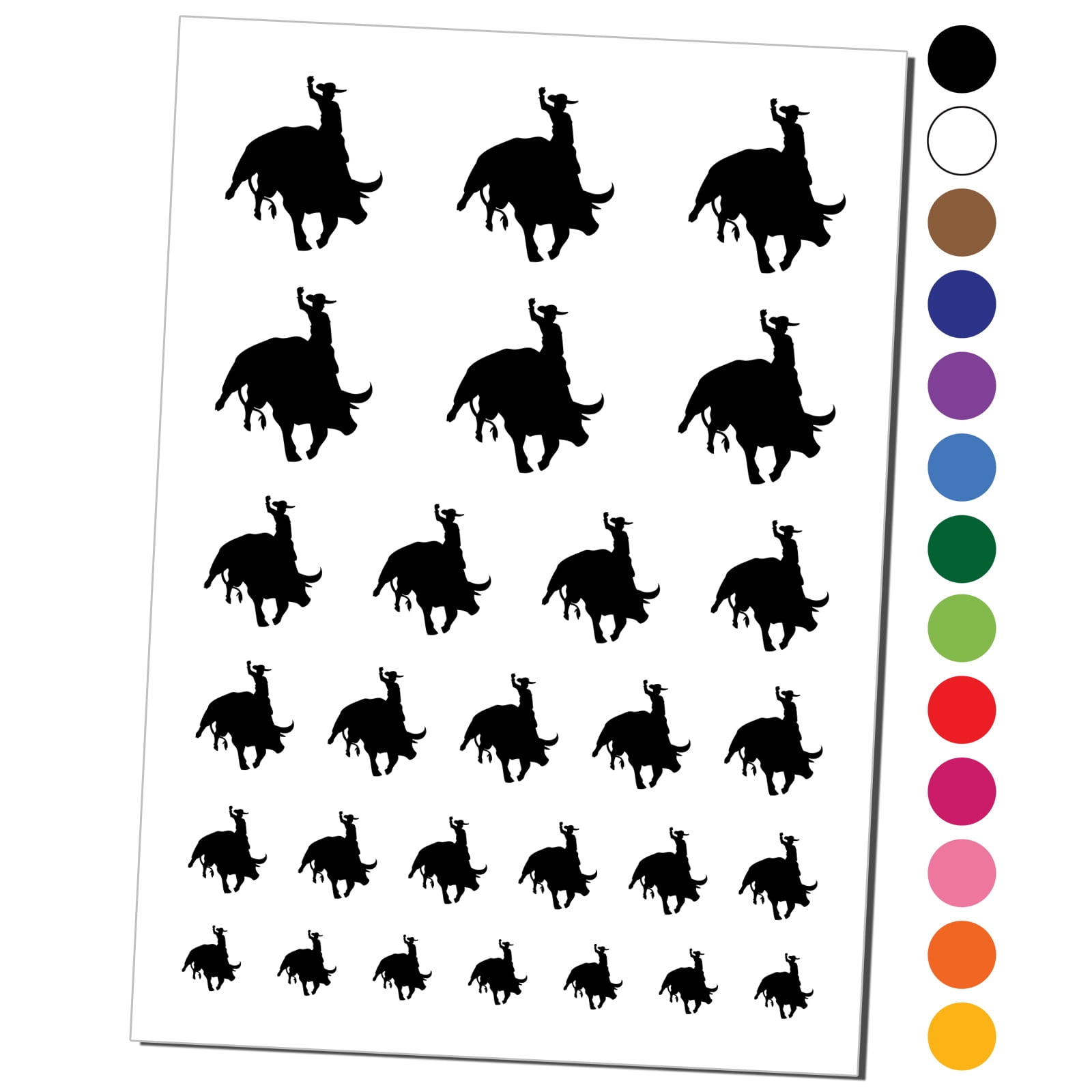Rodeo Cowboy Riding on Bucking Bull Water Resistant Temporary Tattoo ...