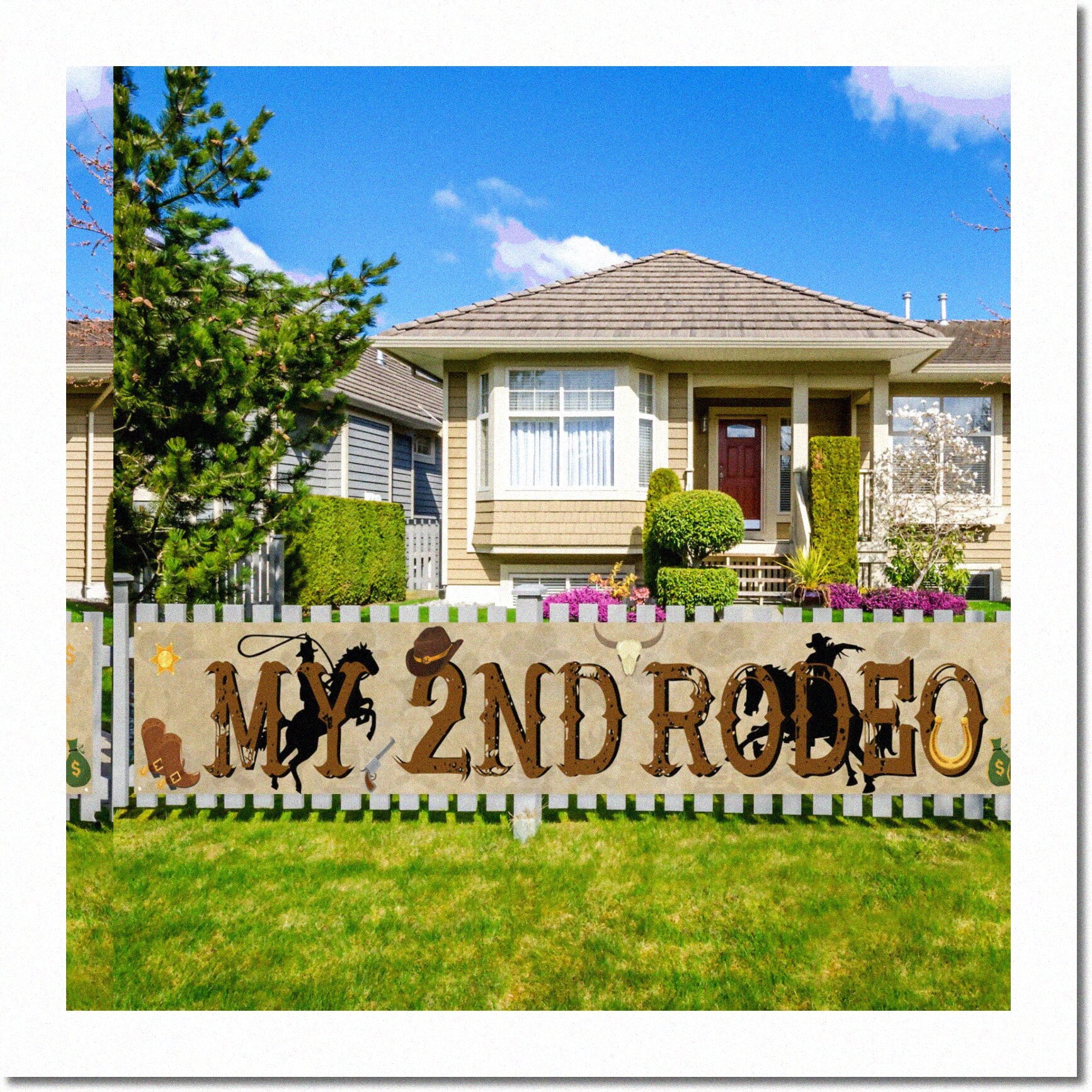 Rodeo Fiesta 2nd Birthday Banner - Authentic Western Cowboy Cowgirl ...