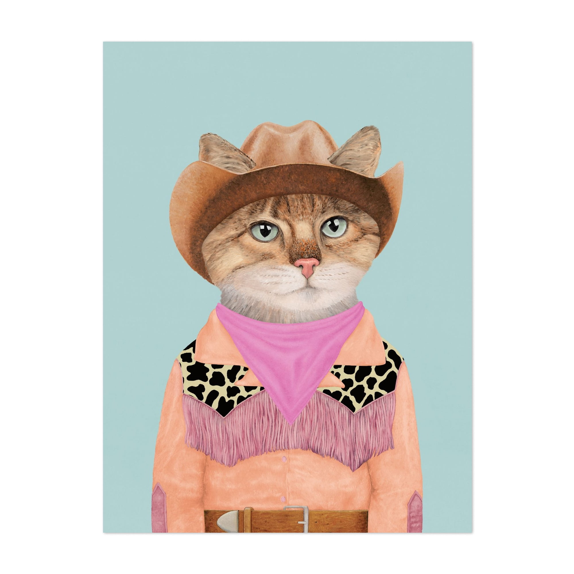 Rodeo Kitten - Cat Cowboy Animal Humor Whimsical Western Illustration ...