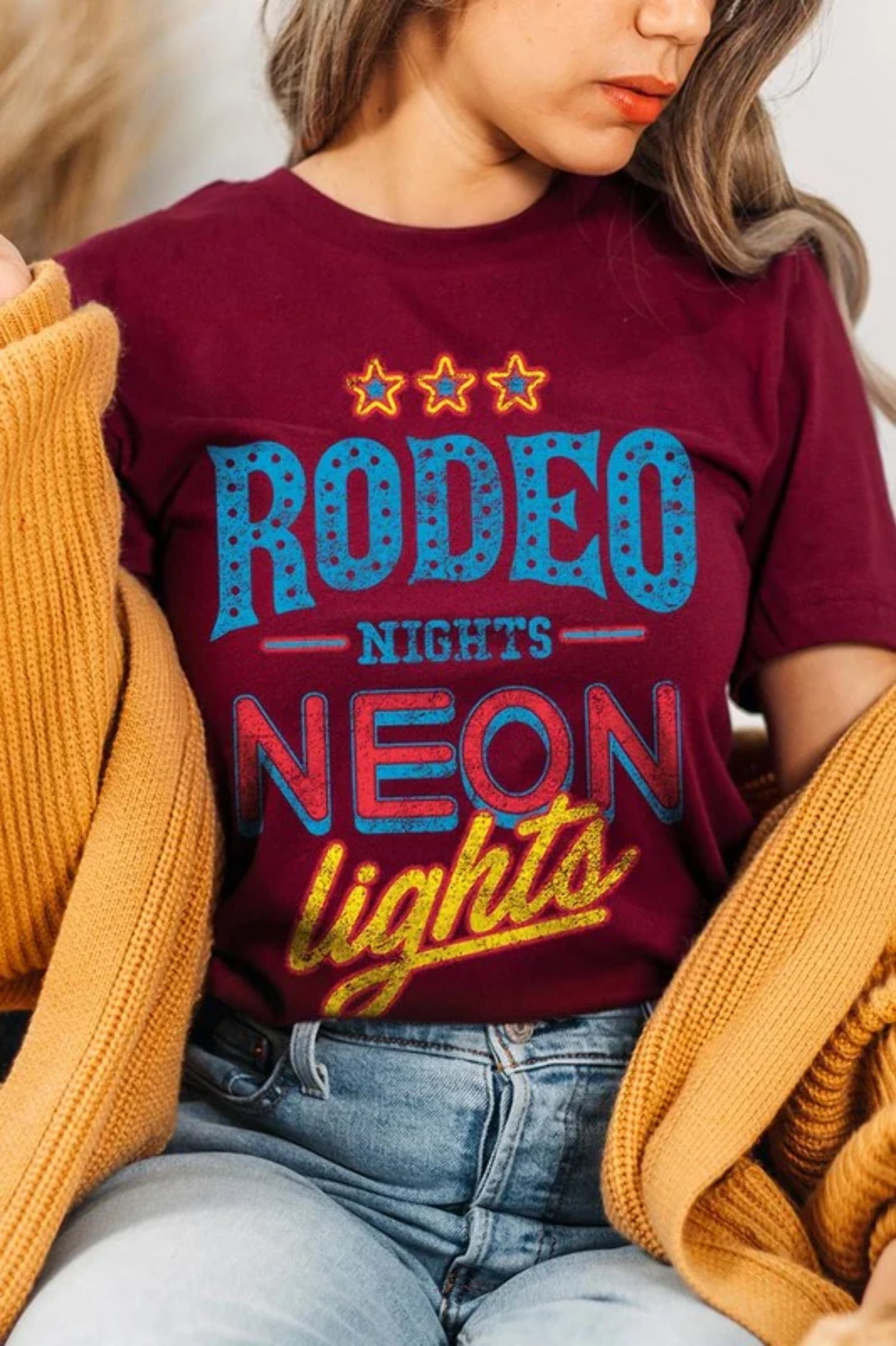 Rodeo Nights Neon Lights Graphic T Shirts - Walmart.com