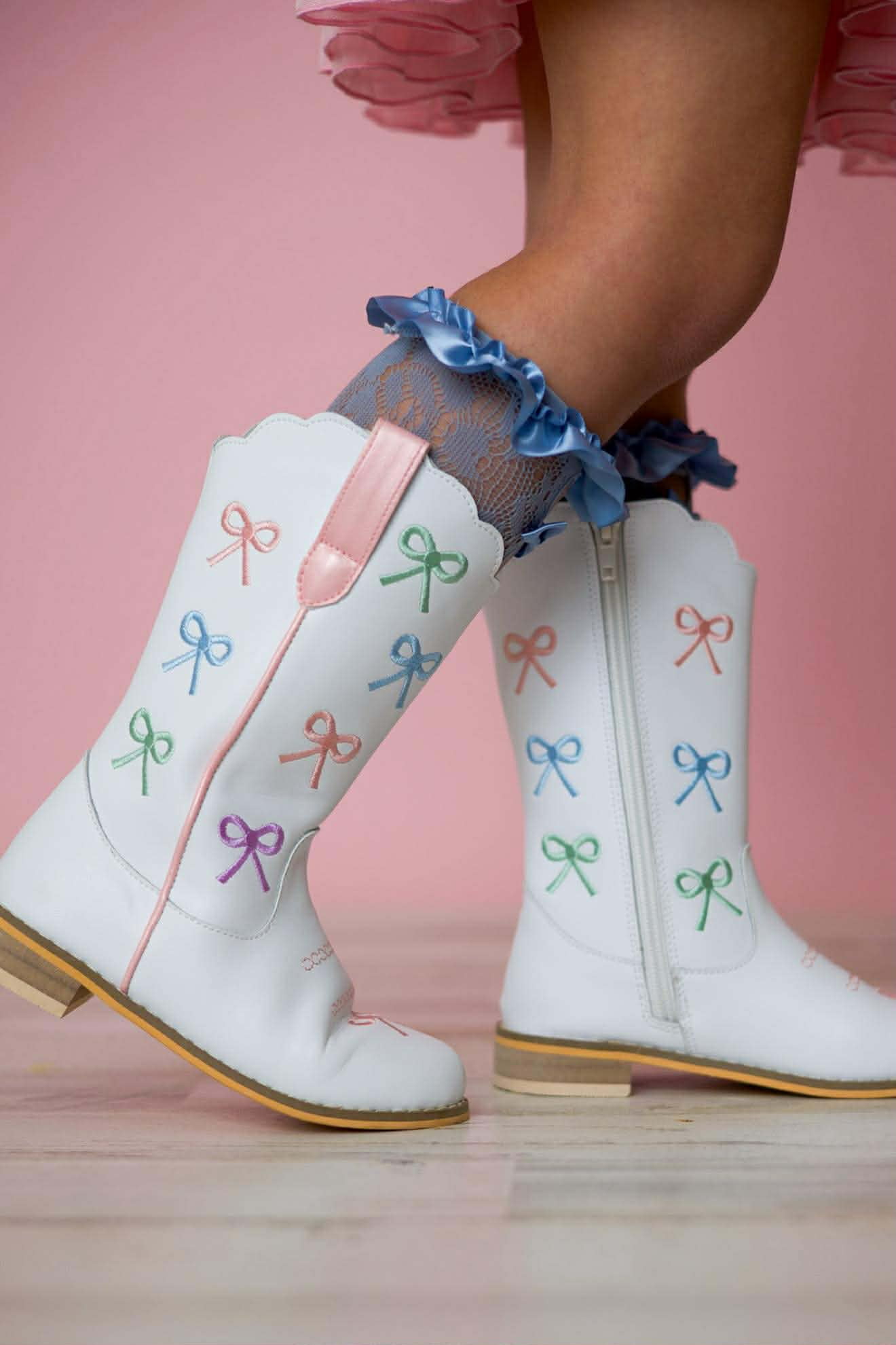 Rodeo Ribbons Bow embroidered girls cowboy boots 7 toddler - Walmart.com