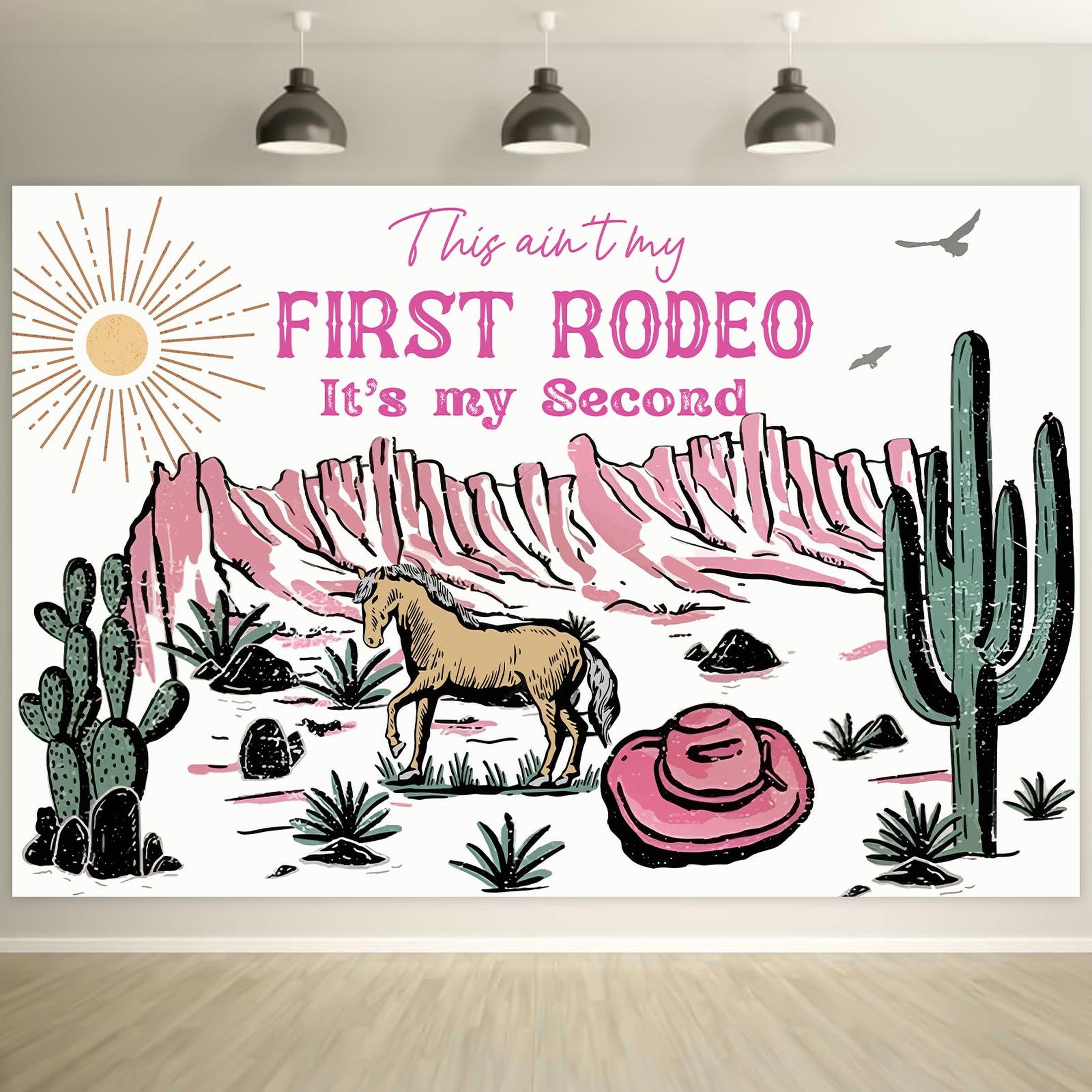 Rodeo Roundup 2nd Birthday Backdrop - Cowgirl Celebration Banner for ...