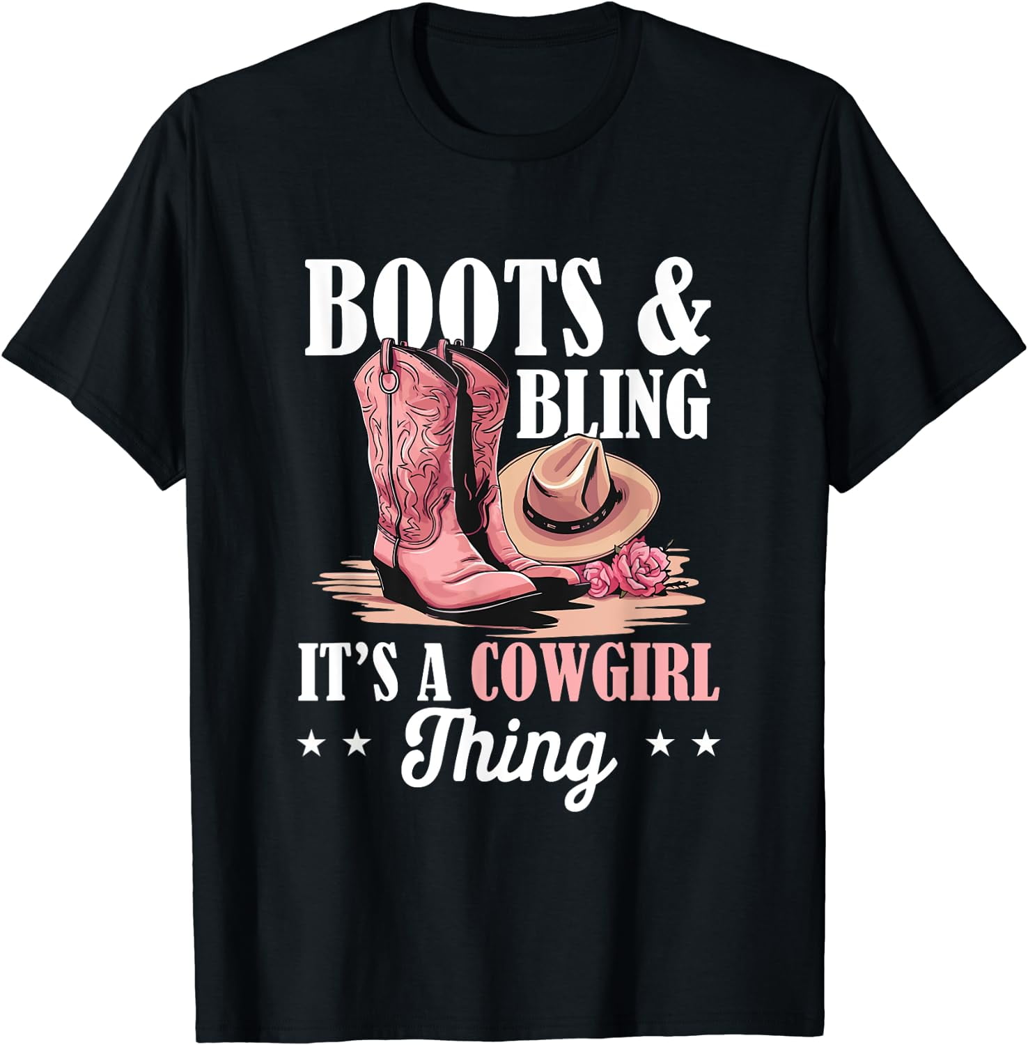 Rodeo Western Country Southern Cowgirl hat - Boots & Bling T-Shirt ...