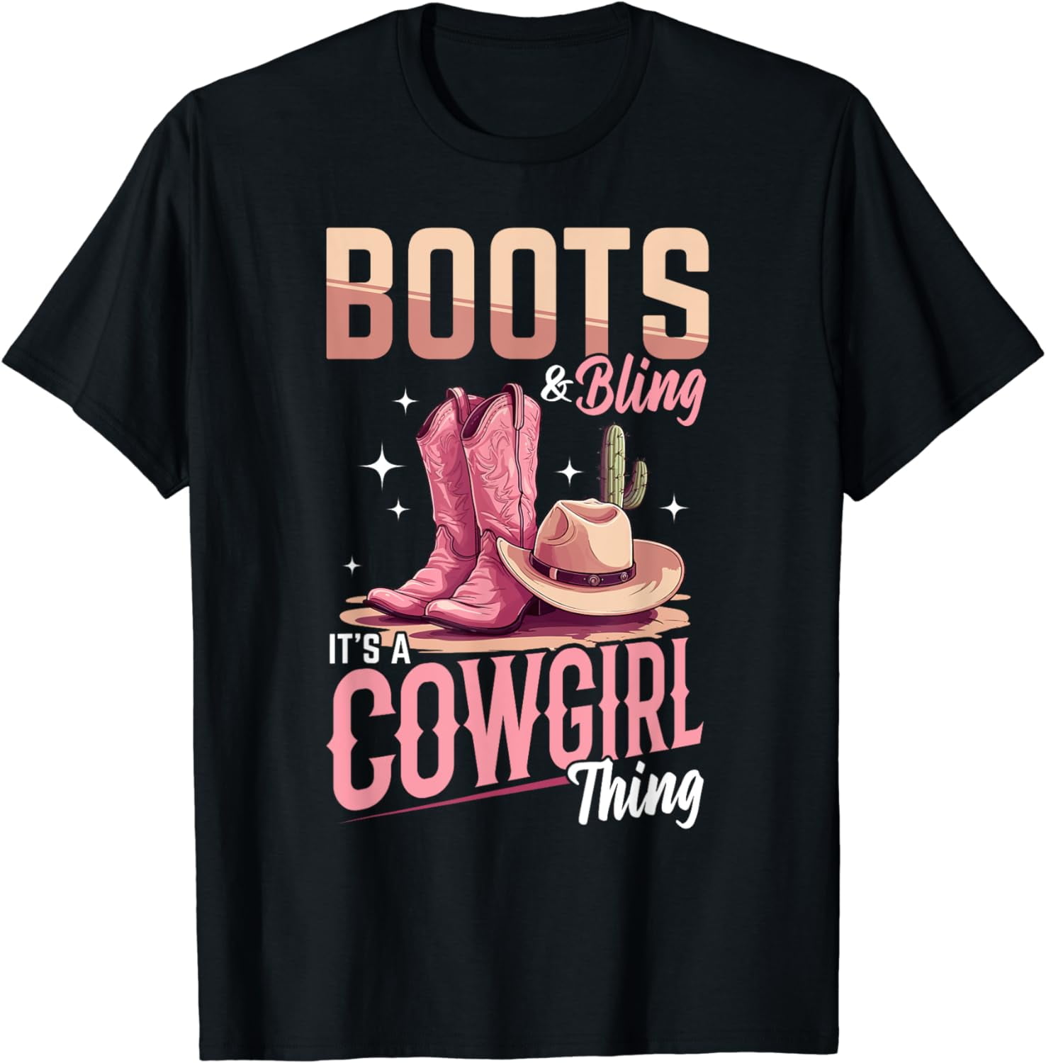 Rodeo Western Country Southern Cowgirl hat - Boots & Bling T-Shirt ...