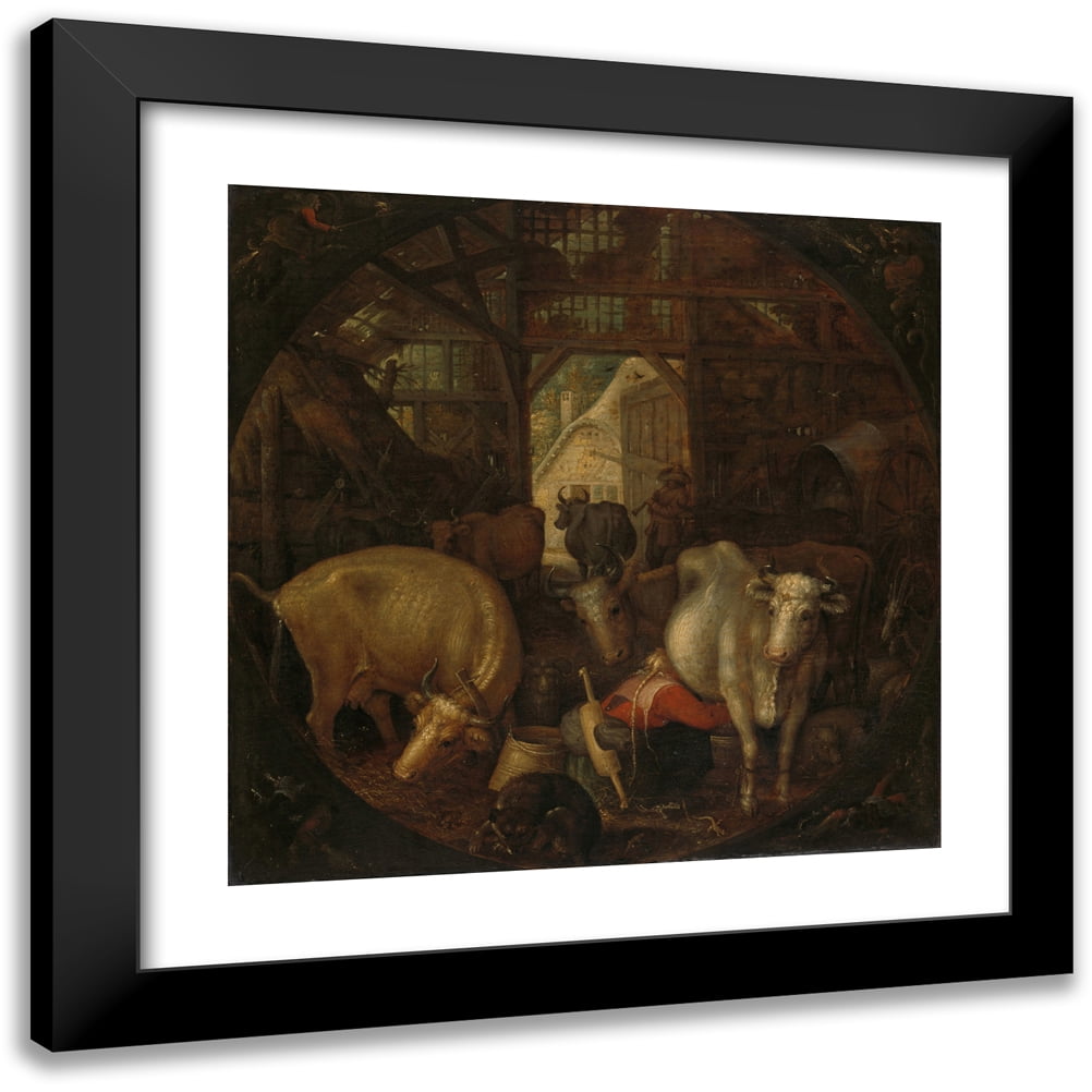 Roelant Savery 20x20 Black Modern Framed Museum Art Print Titled - Cows ...