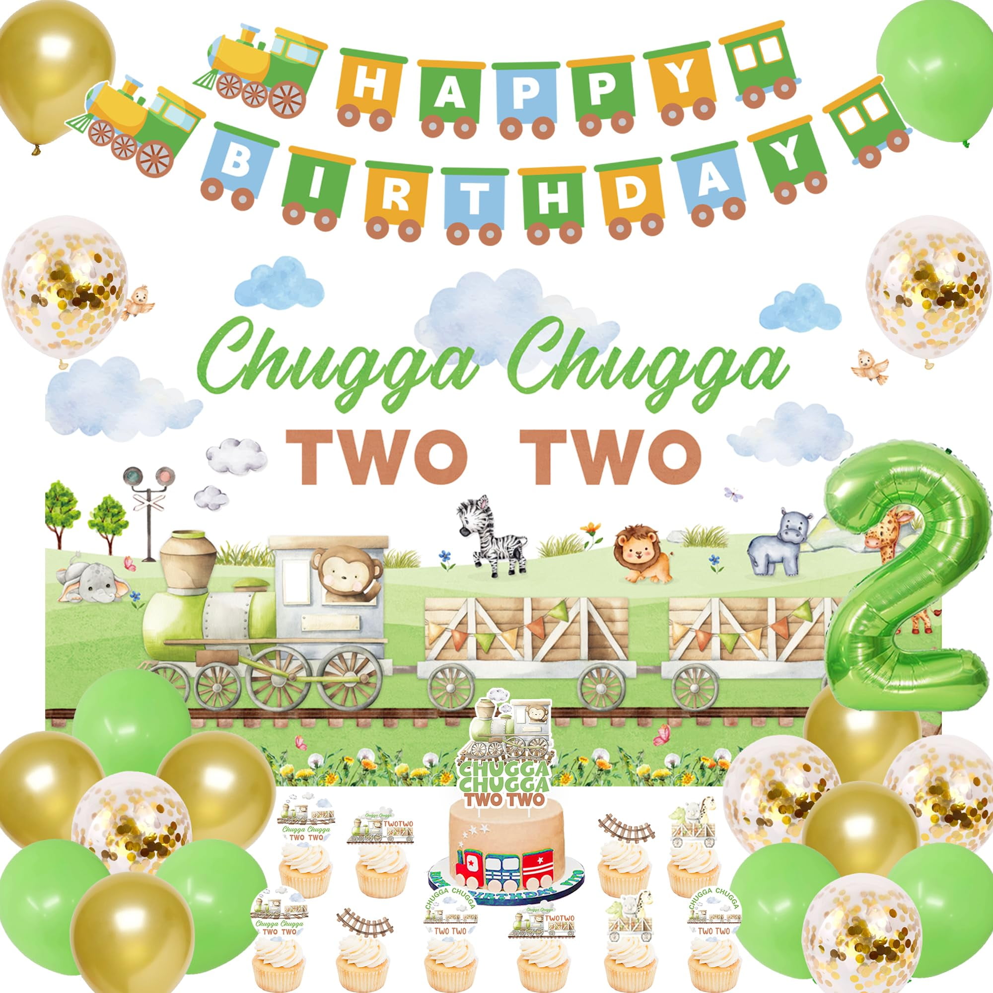 Roetyce Chugga Chugga Two Two Party ZLK1 Decorations, Train Birthday ...