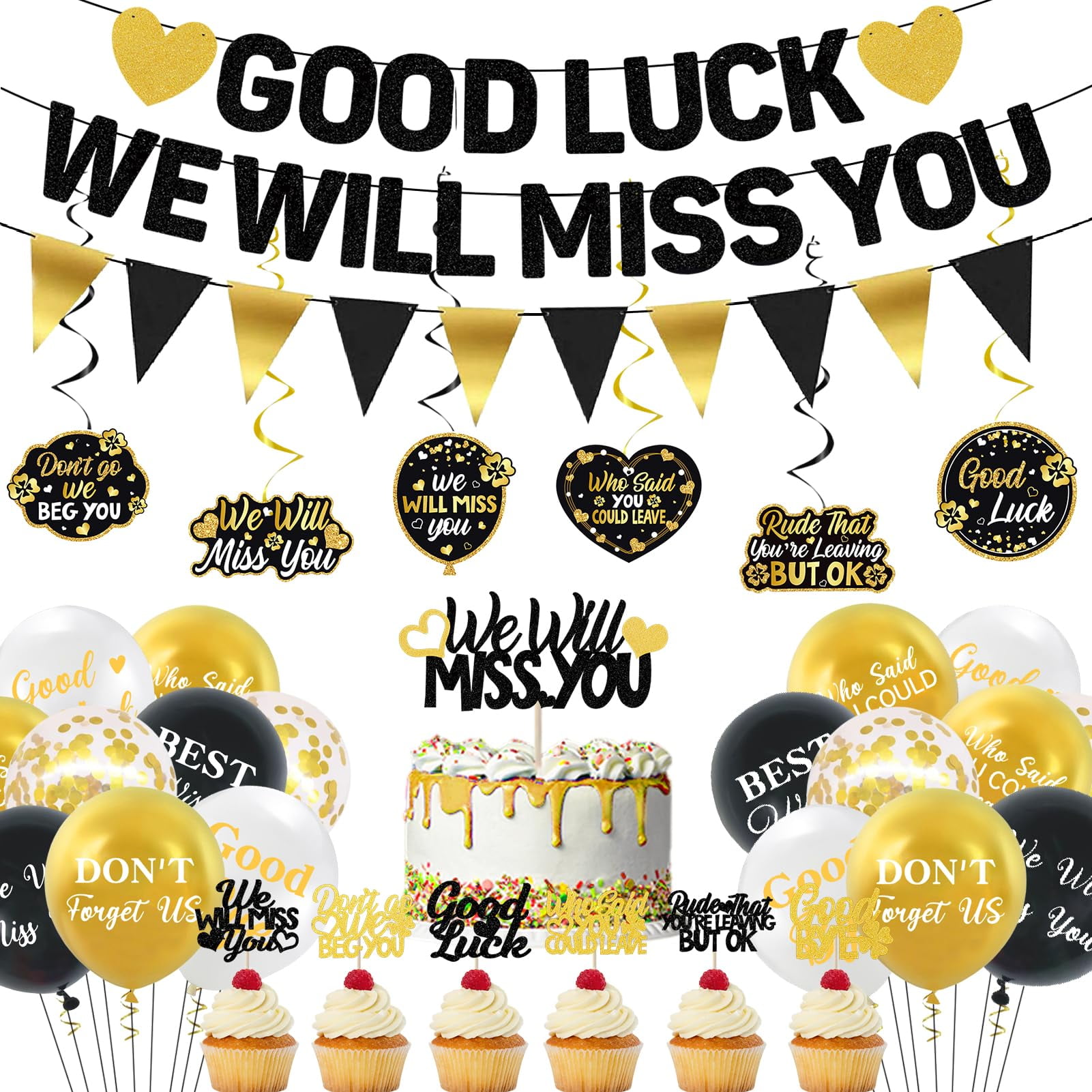 Roetyce Farewell PartyTRDN Decorations, We Will Miss You Banner Topper Balloons Hanging Swirls ...