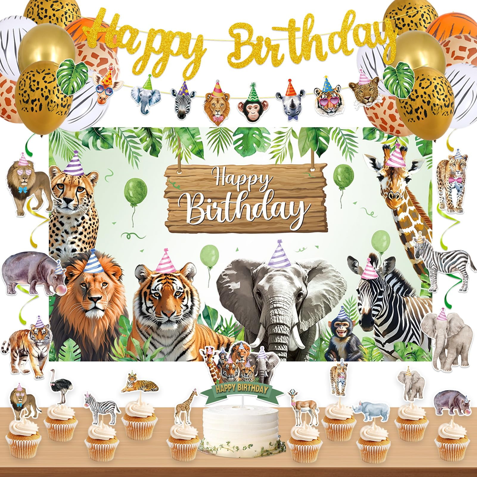 Roetyce Safari Animals Birthday Party Decorations, Jungle KMC2Wild ...