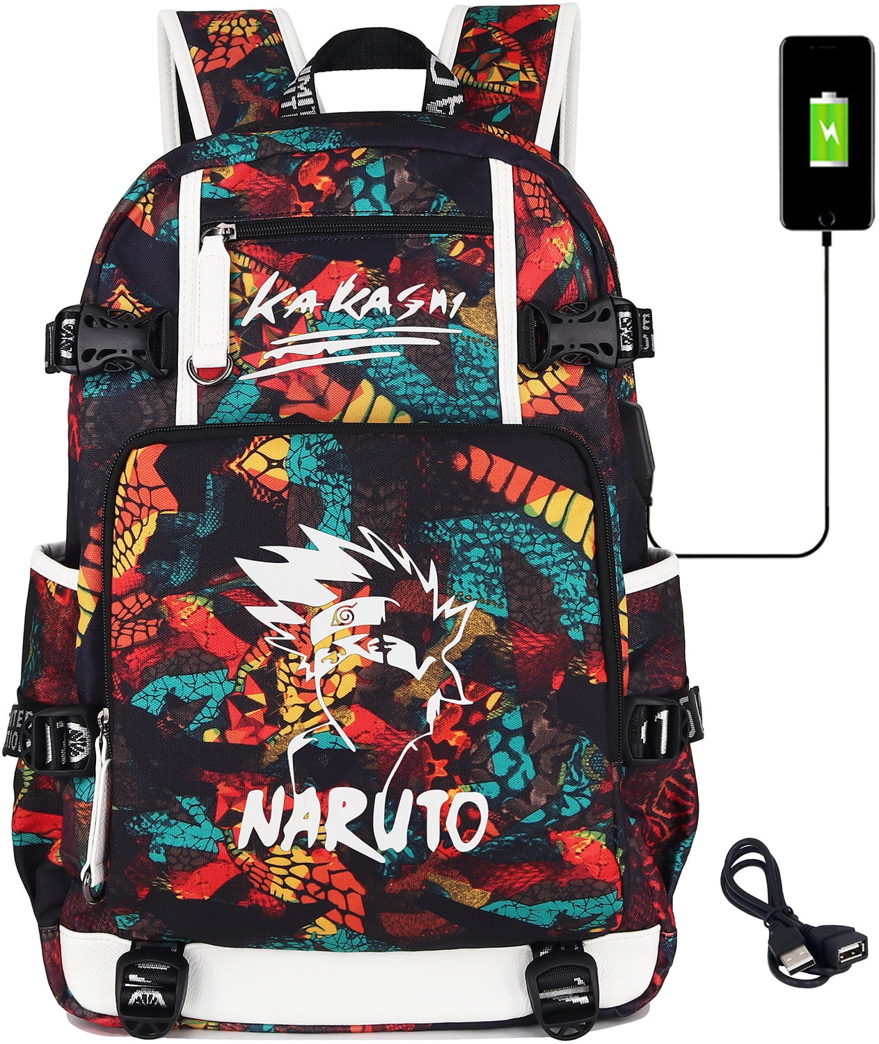 Roffatide Anime Backpack Luminous School Bag Graphic Backpack with USB ...