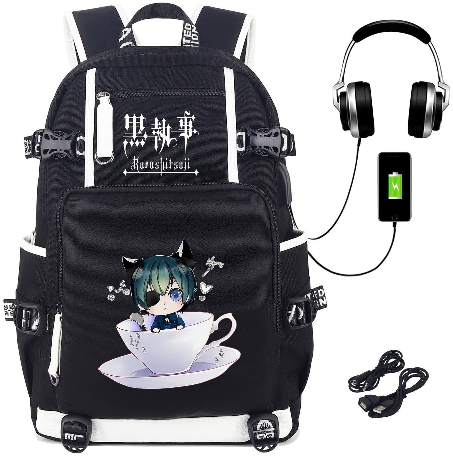 Roffatide Anime Black Butler Backpack Book Bag Laptop School Bag with ...