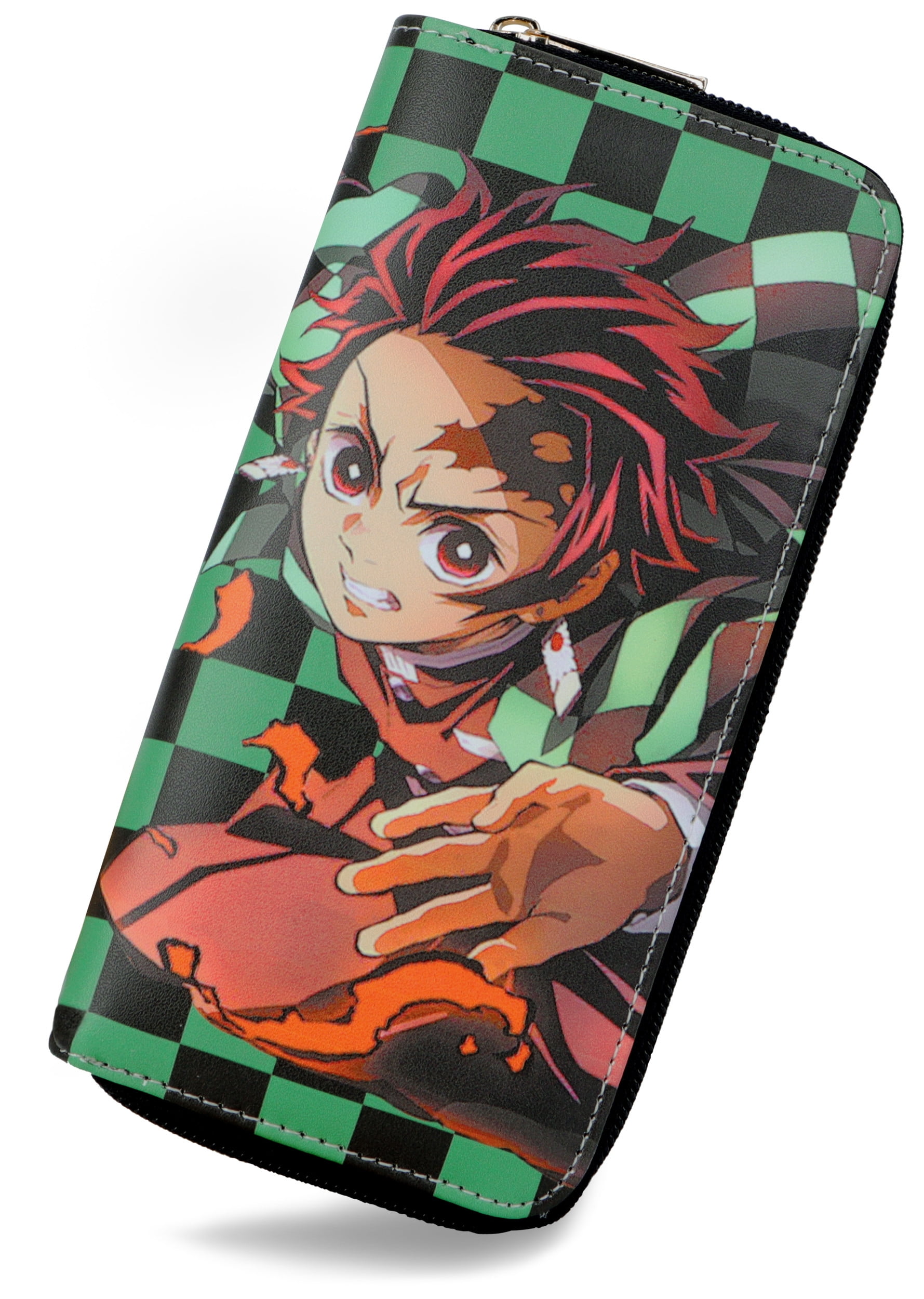 Roffatide Anime Demon Slayer Wallets Kamado Tanjirou Zipper Wallet Faux ...