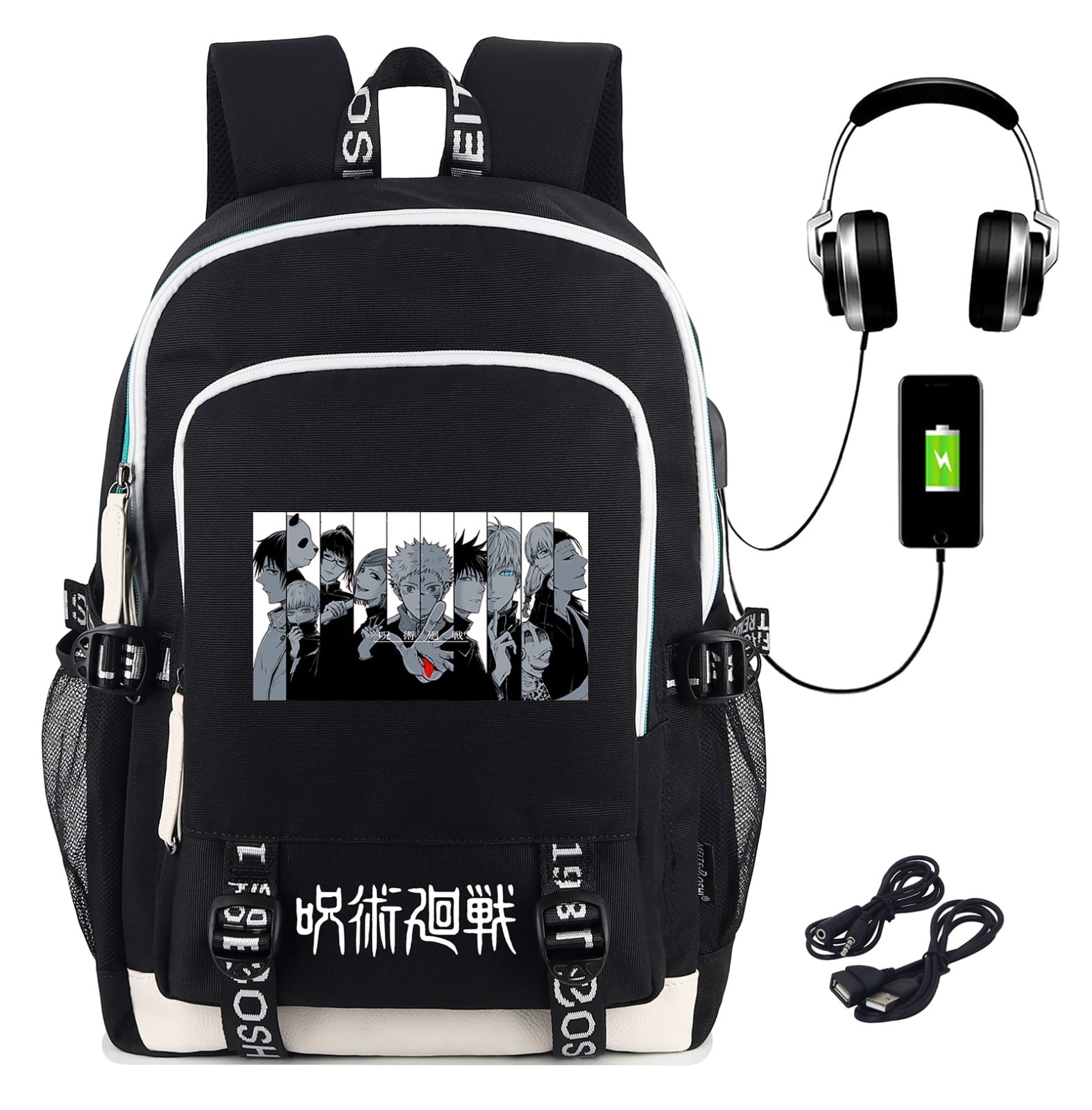 Roffatide Anime Jujutsu Kaisen Laptop Backpack with USB Charging Port ...