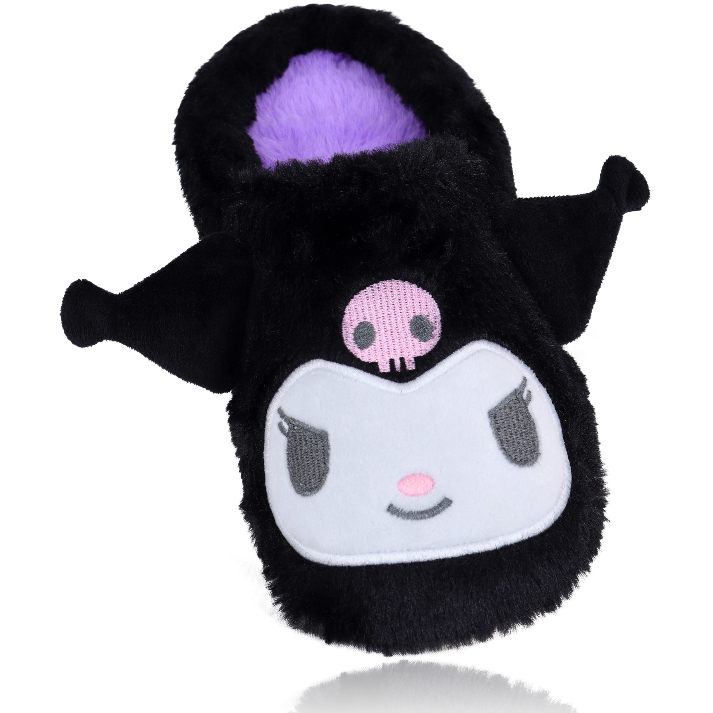 Roffatide Anime Kuromi Black Fuzzy Slippers House Open Back Slippers ...