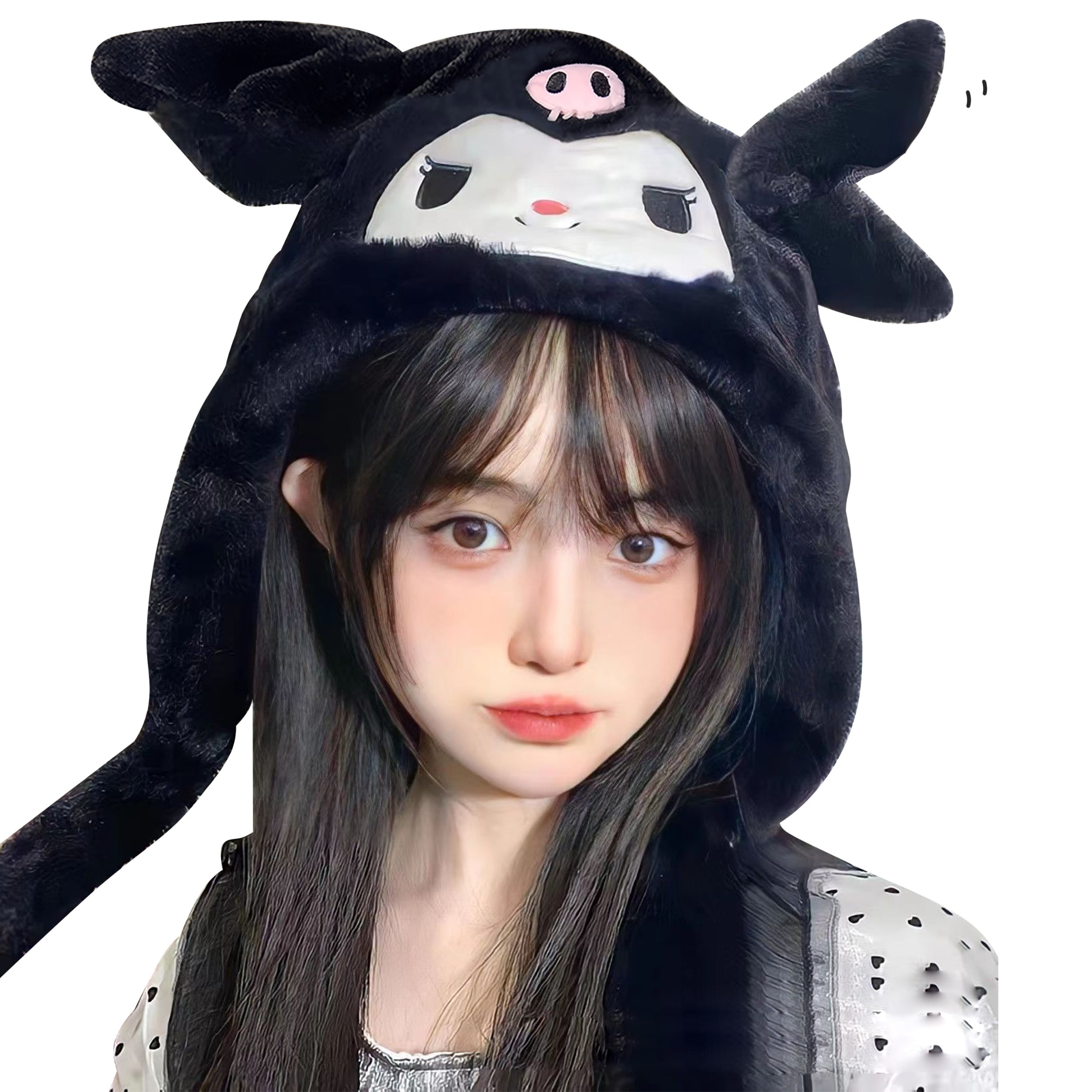 Roffatide Anime Kuromi Ear Moving Jumping Hat Fluffy Beanie Cap Soft ...