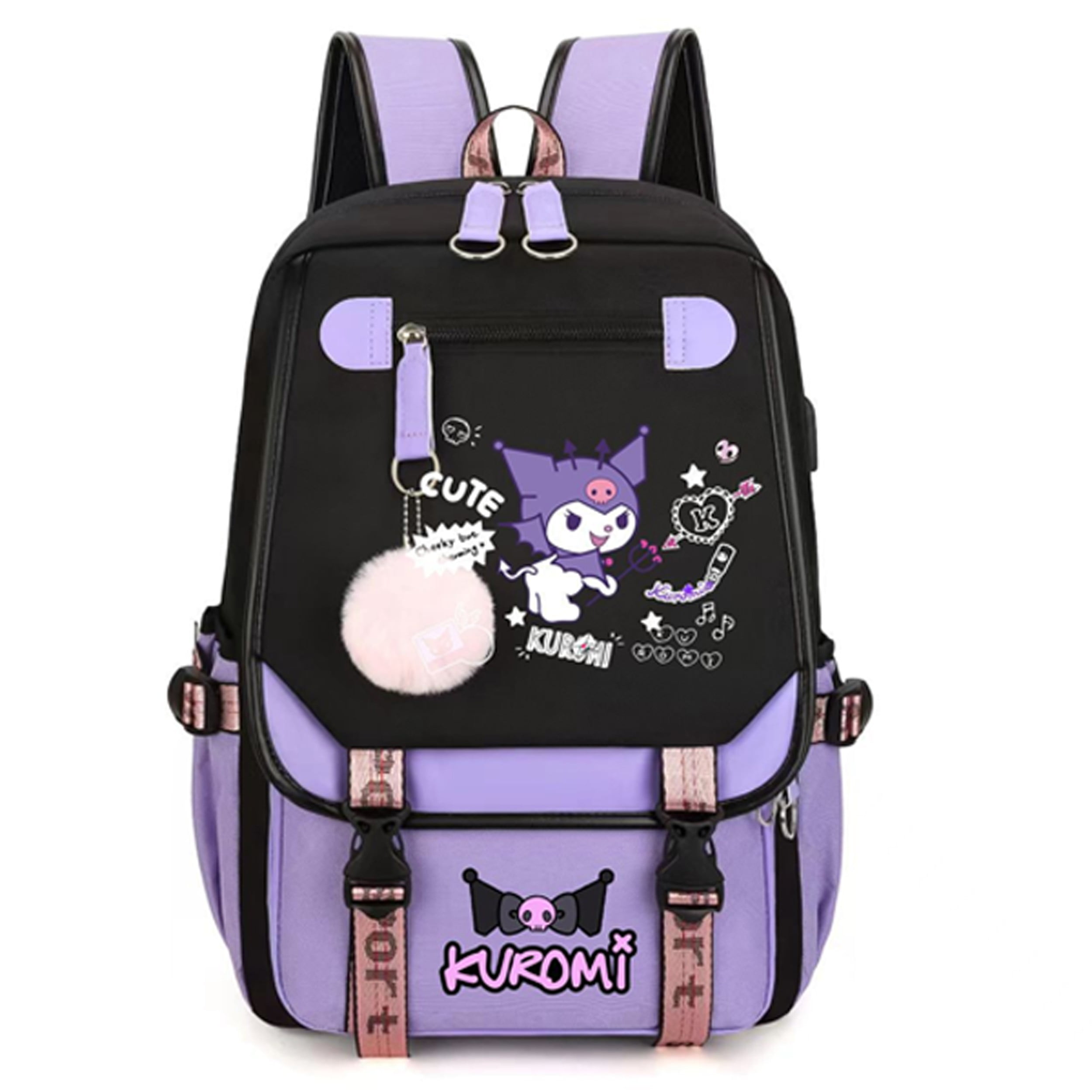 Roffatide Anime Kuromi Print Business Casual Laptop Shoulders Backpack ...
