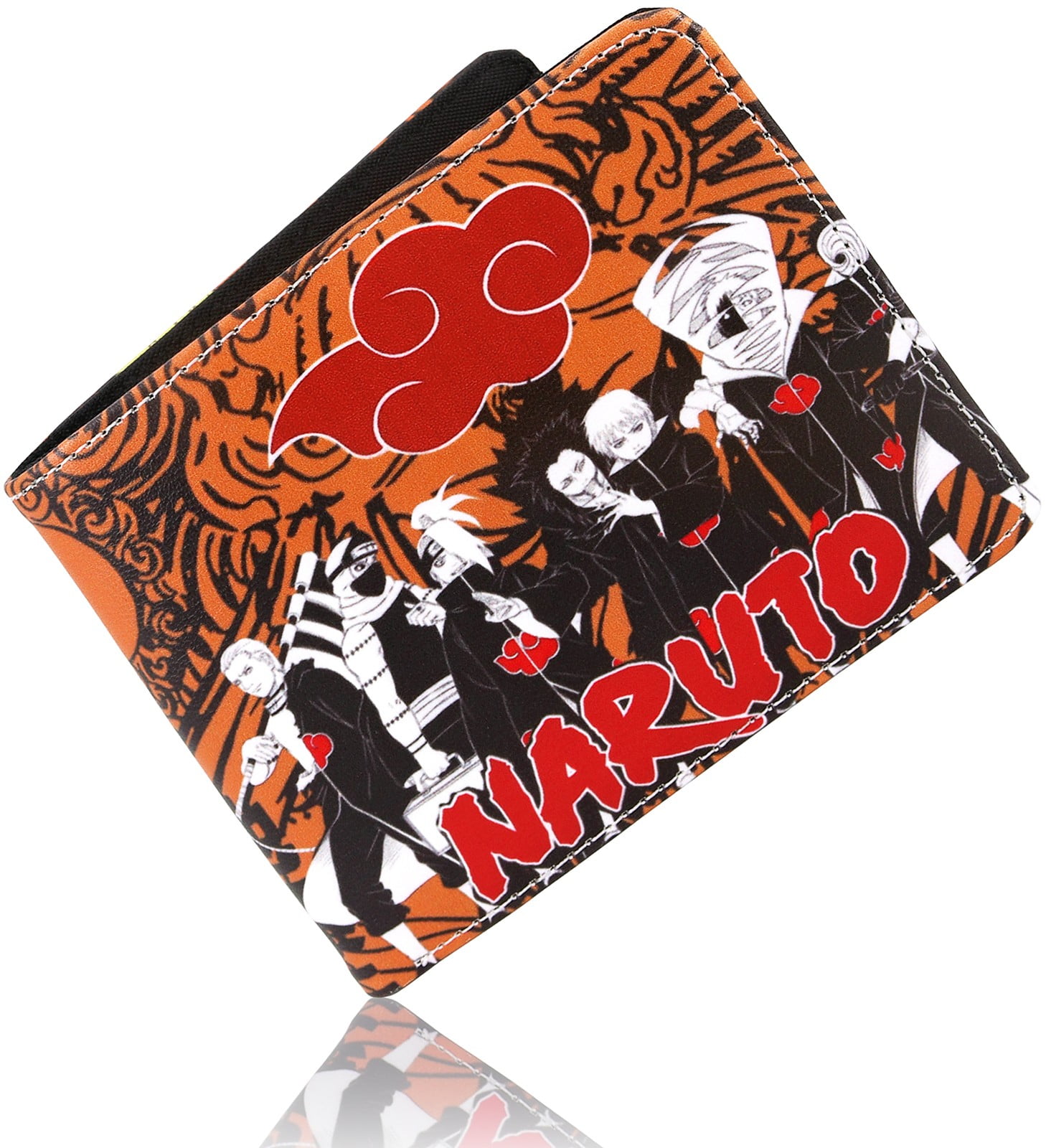 Roffatide Anime Naruto Akatsuki Red Cloud Wallets for Men Faux Leather ...