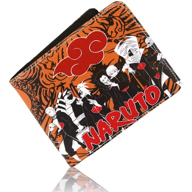 Roffatide Anime Naruto Akatsuki Red Cloud Wallets for Men Faux Leather ...