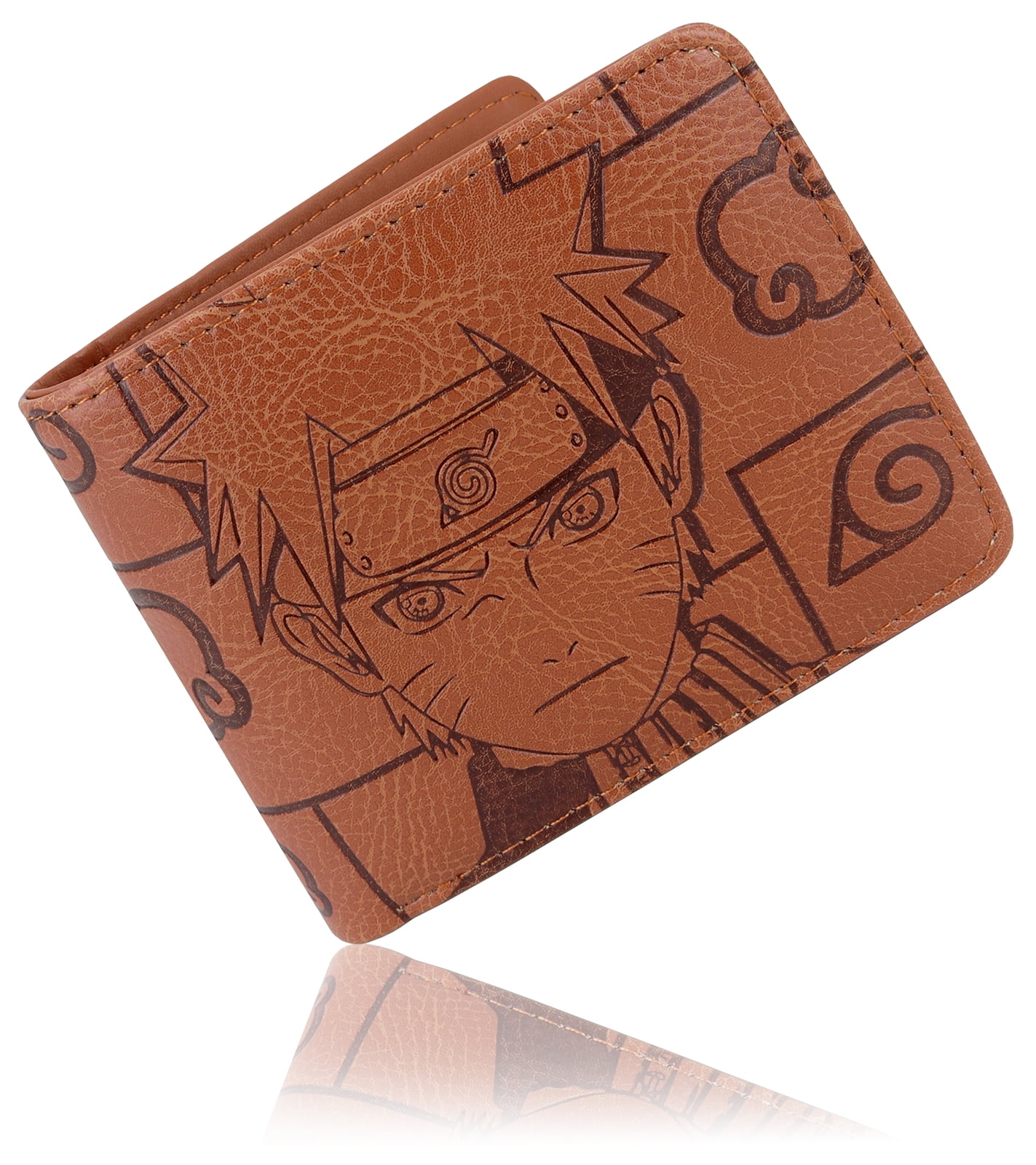 Roffatide Anime Wallets for Men Faux Leather Short Bi-Fold Wallet Brown ...