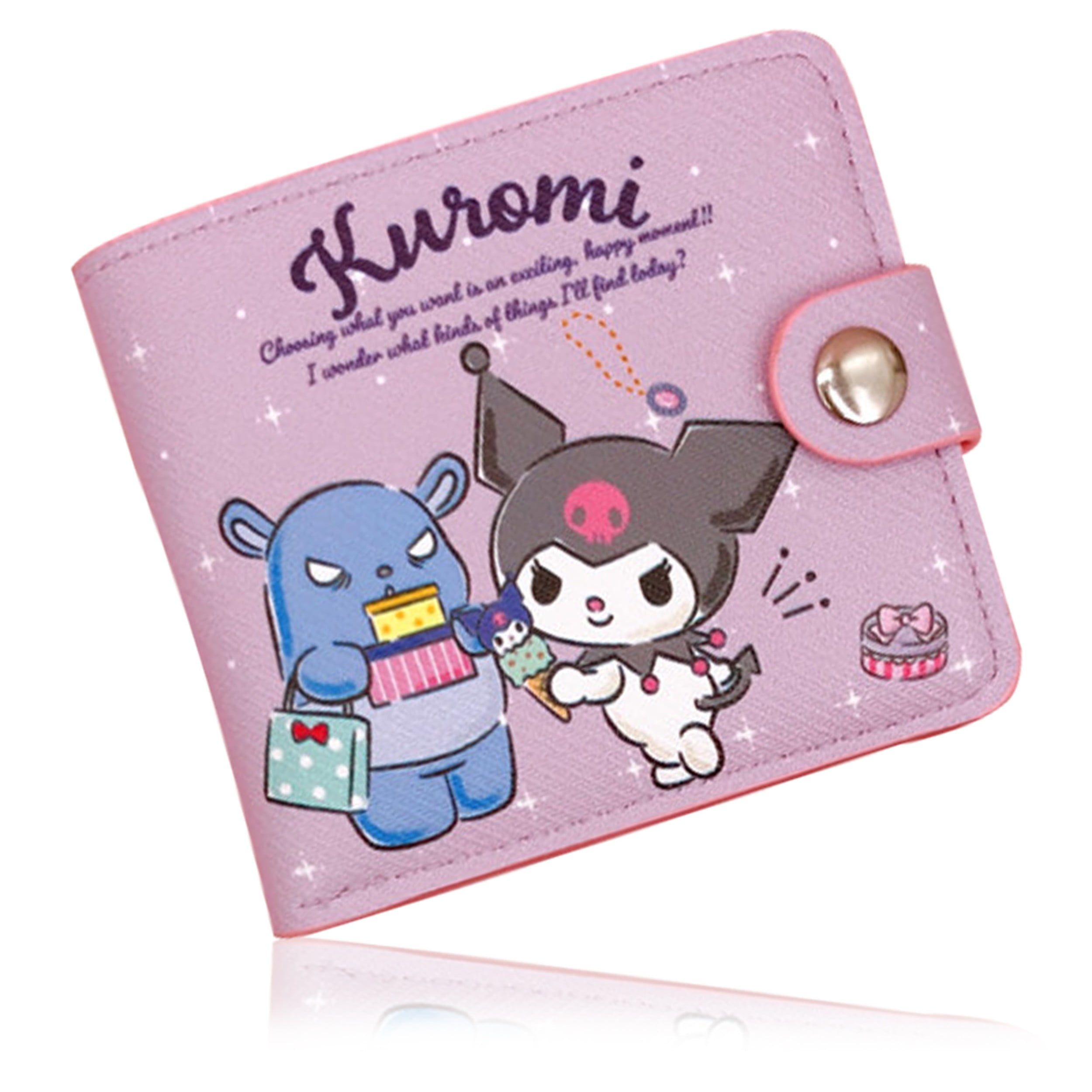 Roffatide Cartoon Kuromi Wallets Women Faux Leather Bi-fold Travel ...