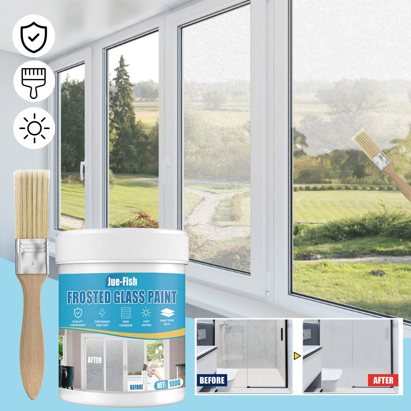 Rofhy 1Pc Frosted Glass Paint (Contains 1X Brush),Frosted Glass Paint ...